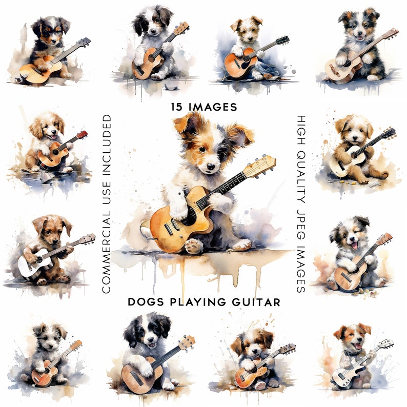 Dog Playing Guitar Clipart Music Clipart Dogs Clipart Puppy - Etsy