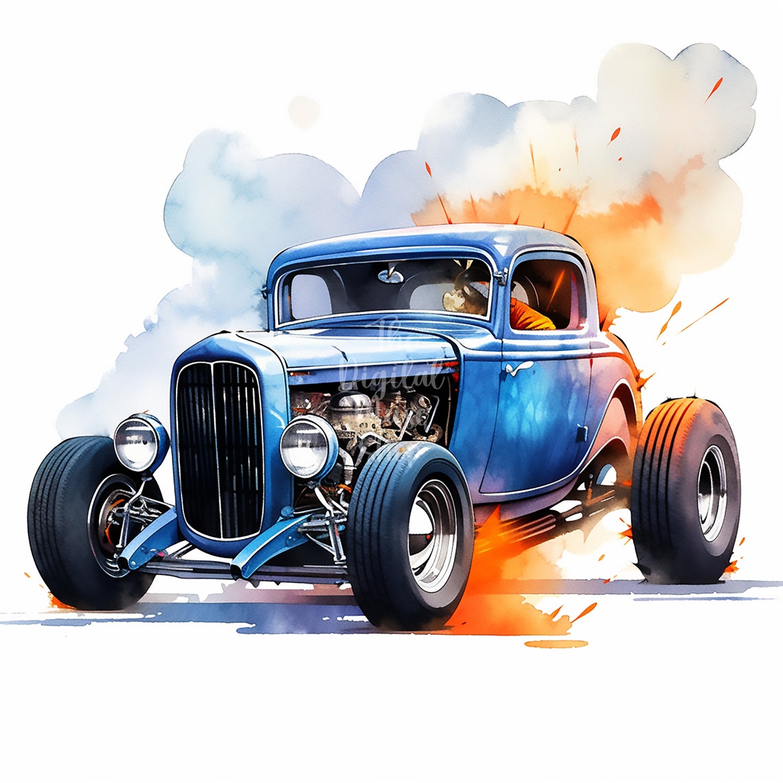 Hot Rods Clipart, 12 High Quality JPG, Commercial Use, Card Making ...
