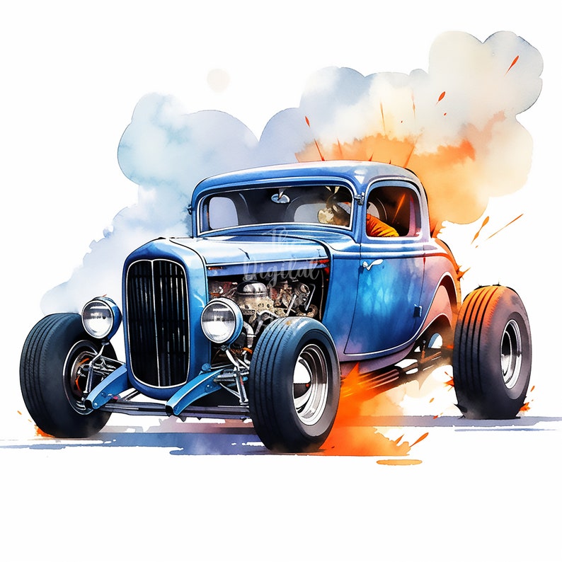 Hot Rods Clipart, 12 High Quality JPG, Commercial Use, Card Making ...