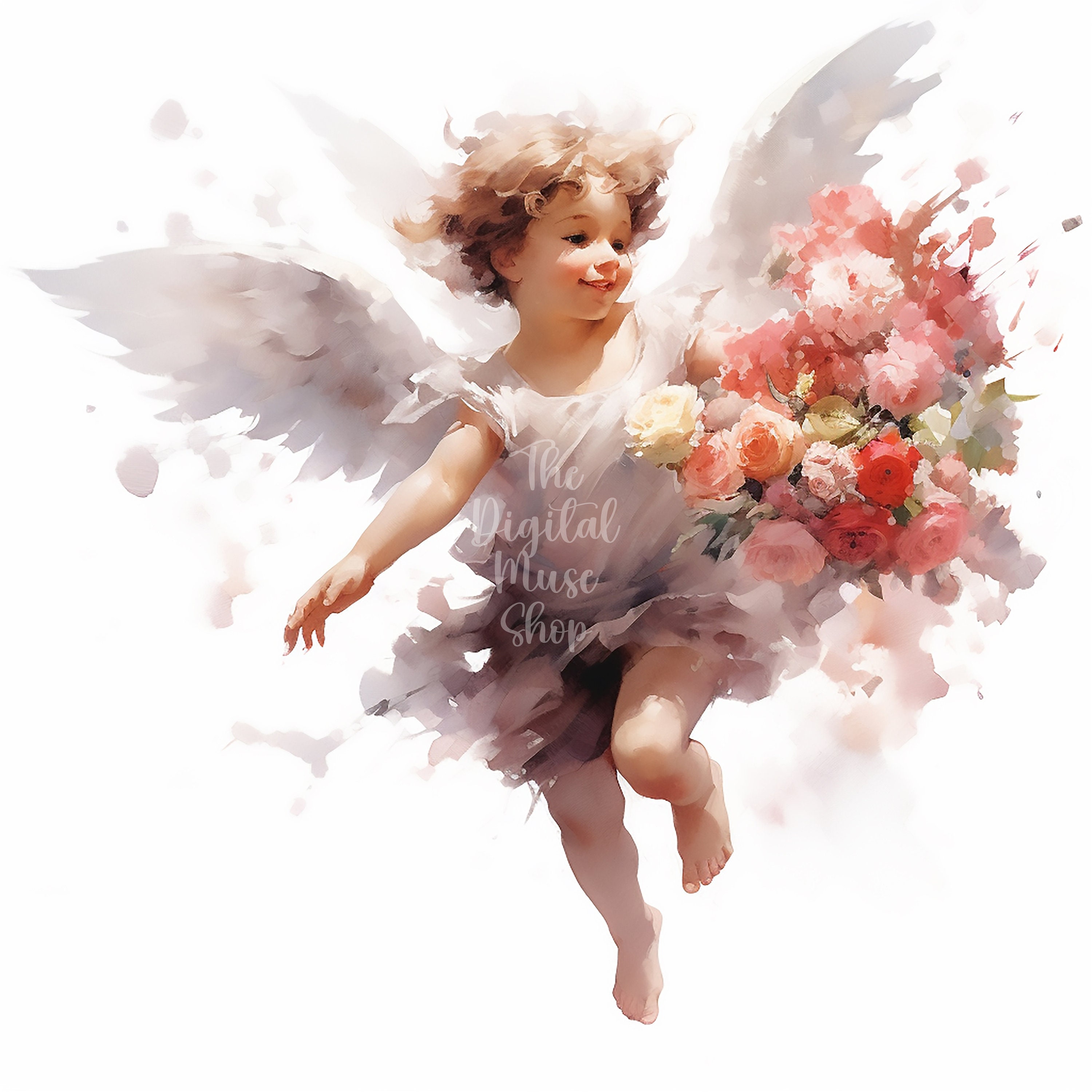 Cherubs Clipart 12 High Quality Jpgs Floral Watercolor Clipart Digital ...