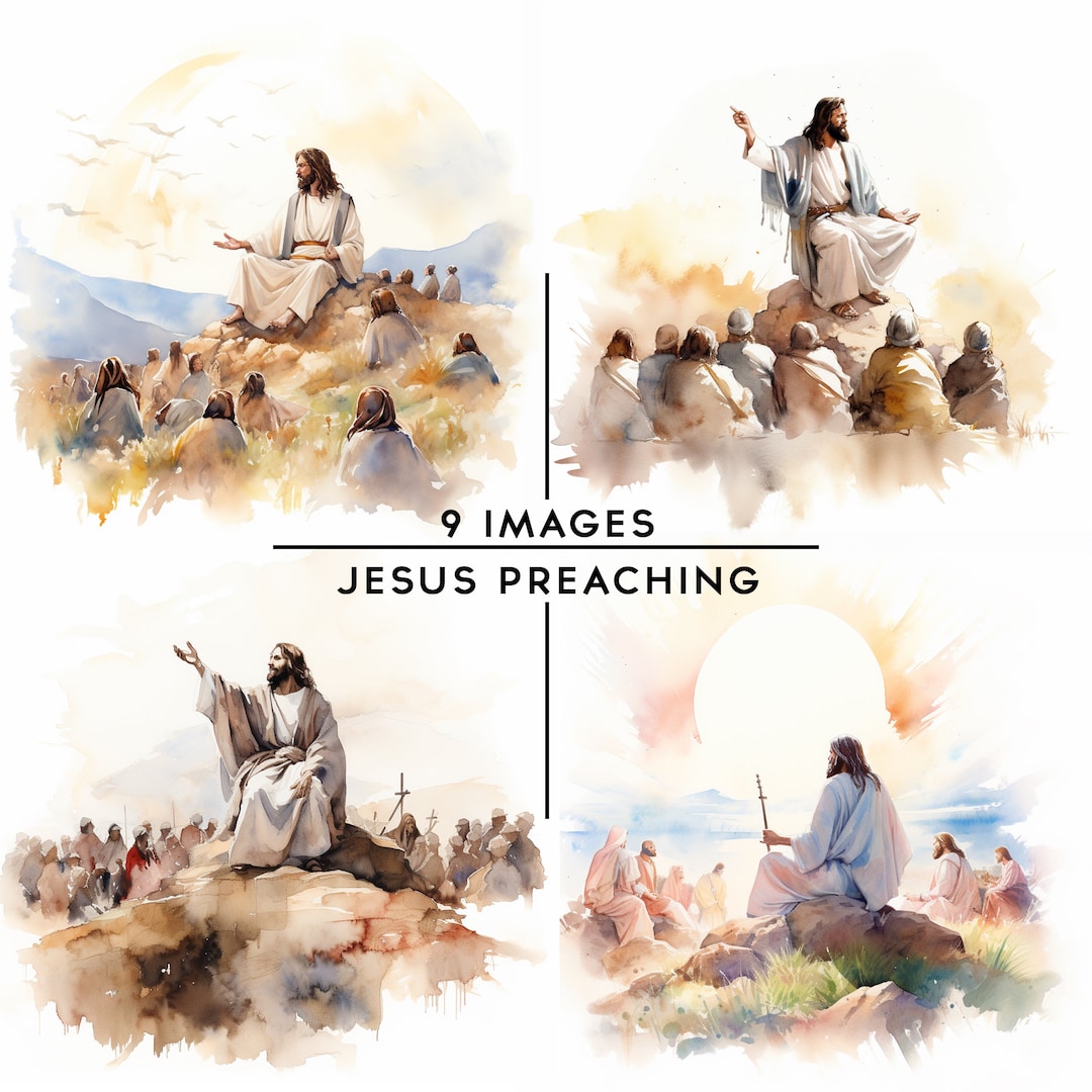 Jesus Preaching Clipart, 9 High Quality Jpgs Watercolor Clipart ...
