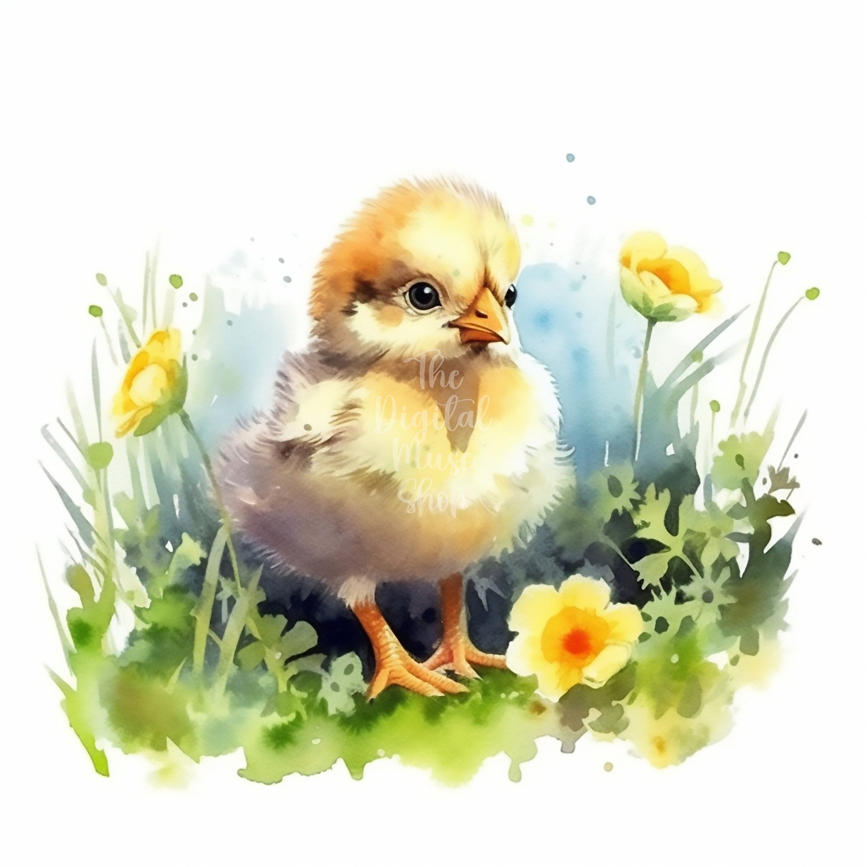 Chicks Clipart, 12 High Quality Jpgs, Watercolor Clipart, Digital ...