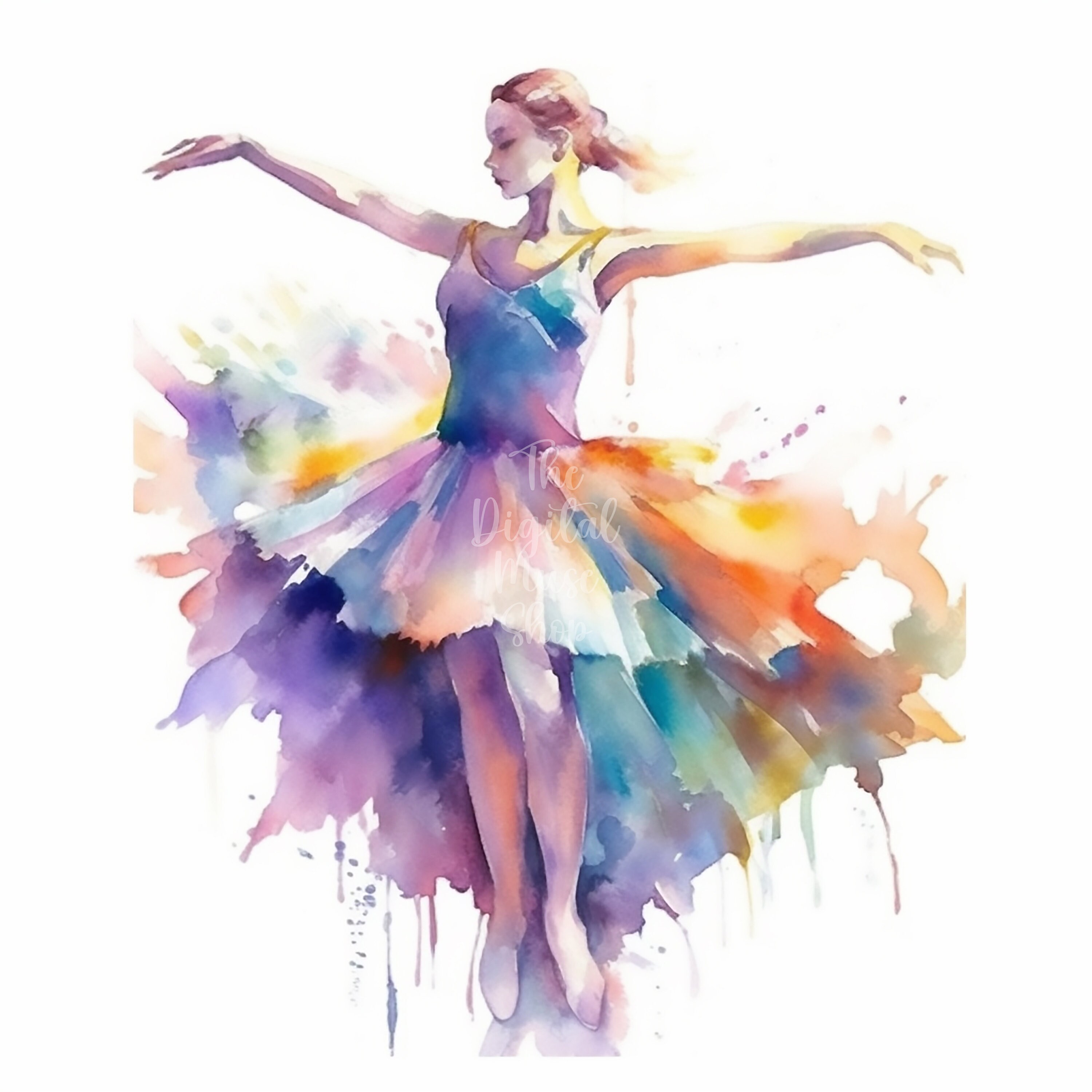 Watercolor Ballerina Clipart, 10 High Quality Jpgs, Watercolor Clipart ...