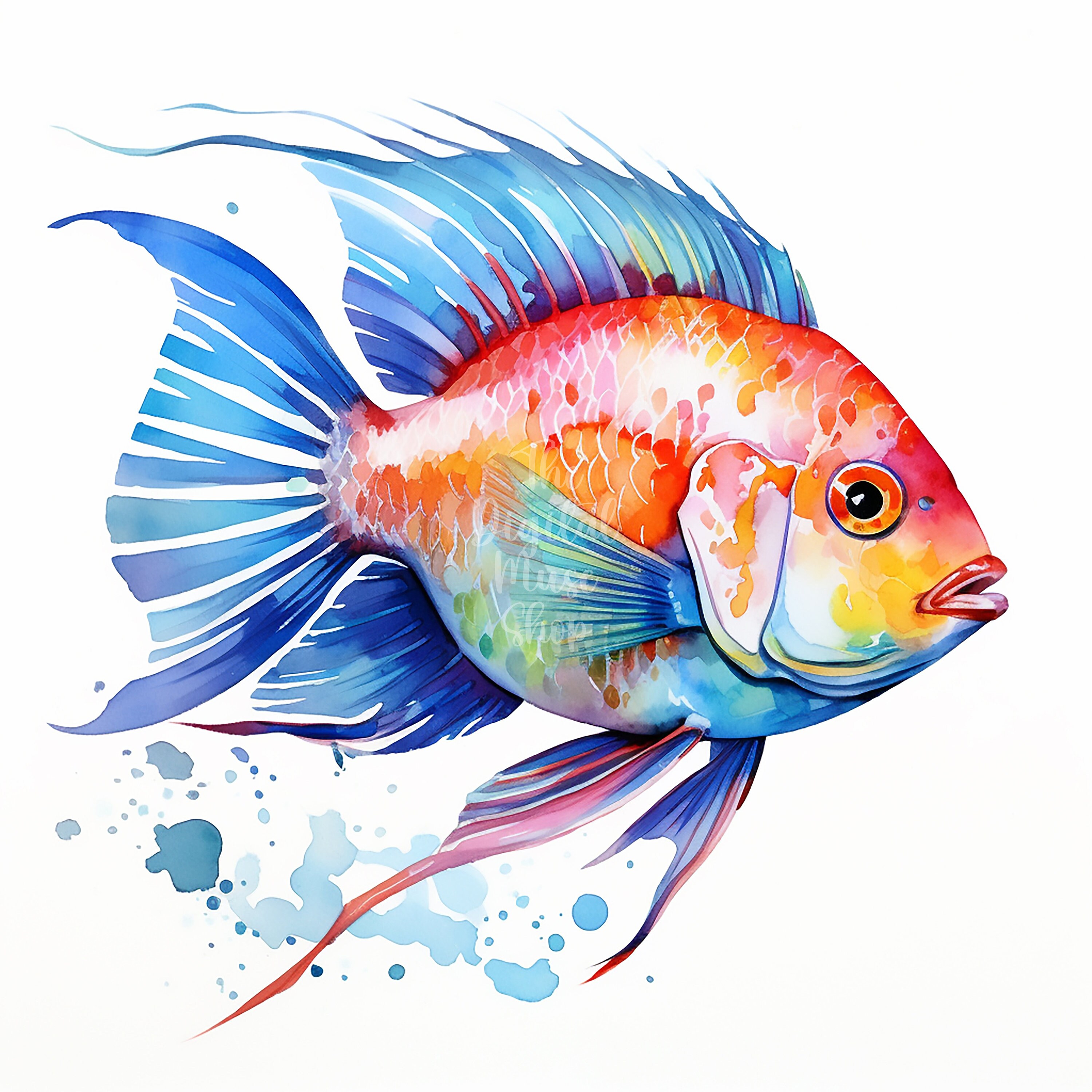 Colorful Exotic Fish Clipart, 12 High Quality Jpgs, Commercial Use ...