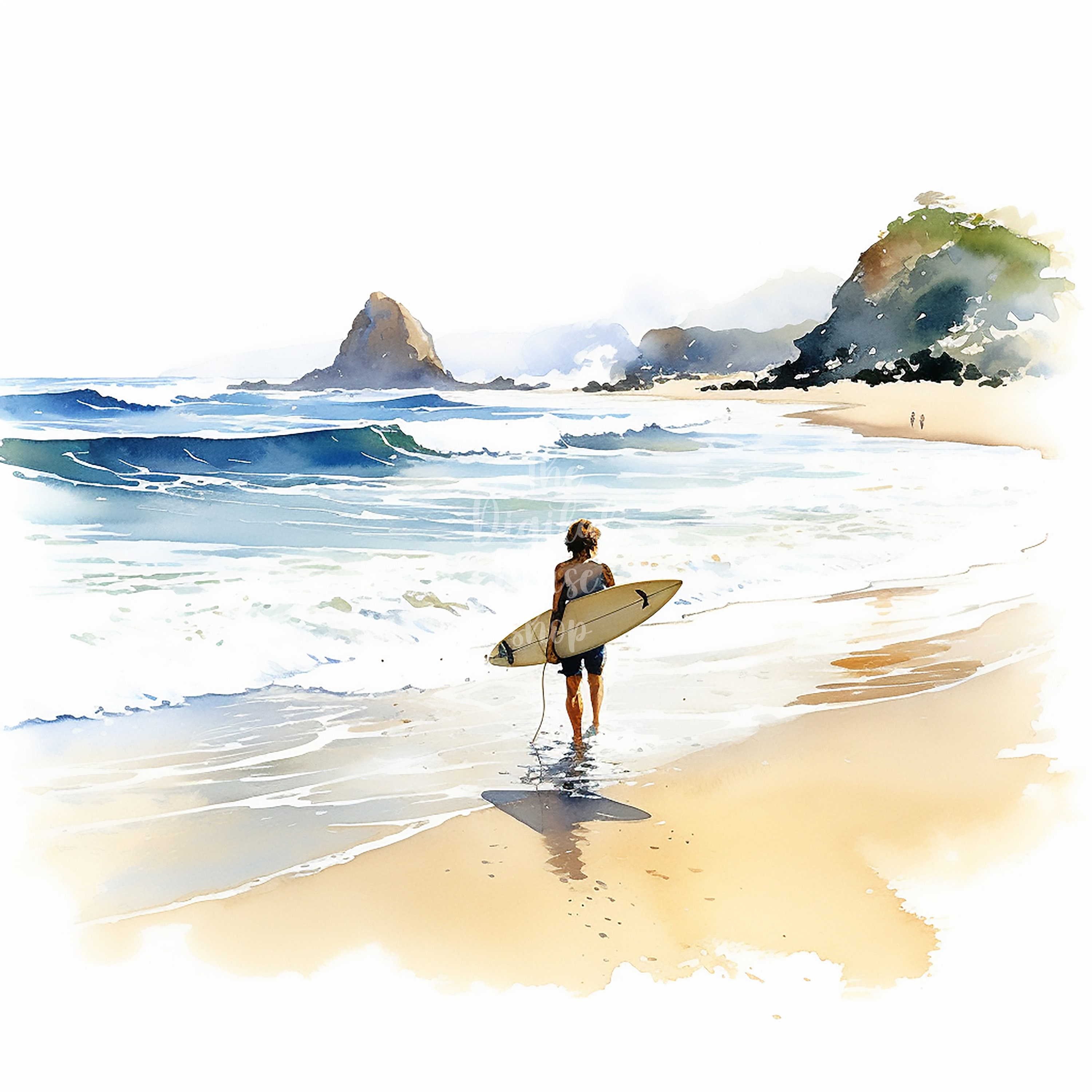 Surfer Clipart Watercolor Surfing Clip Art Bundle Beach Illustration ...