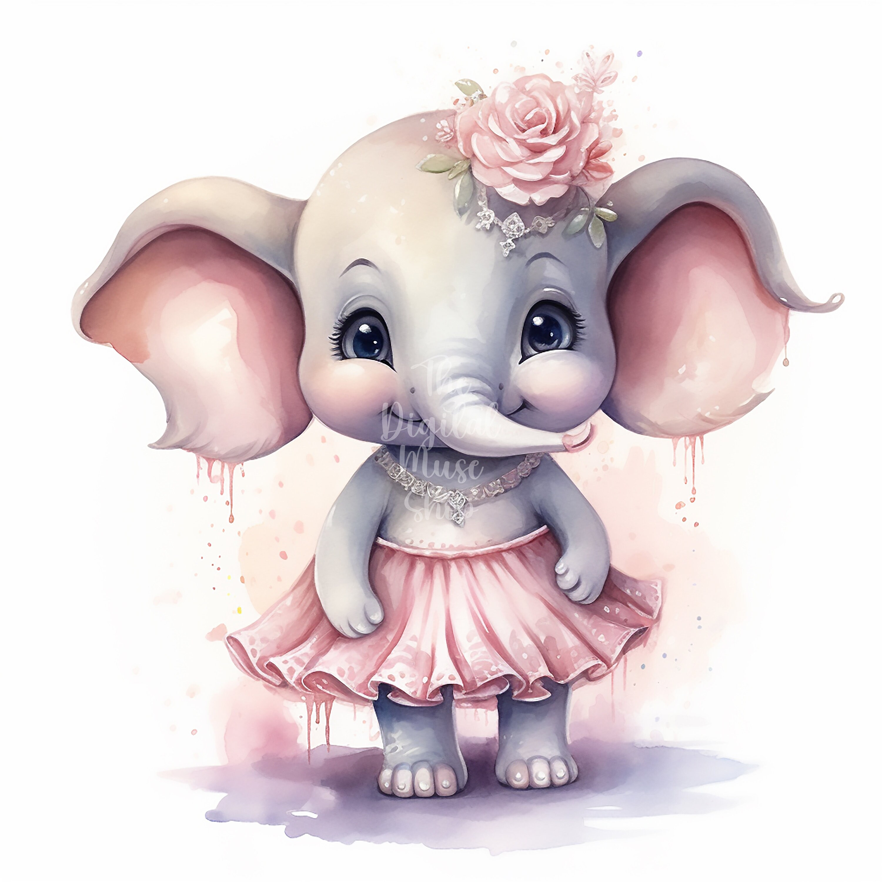 Ballerina Clipart Elephant Watercolor Clipart Baby Elephant Clipart ...