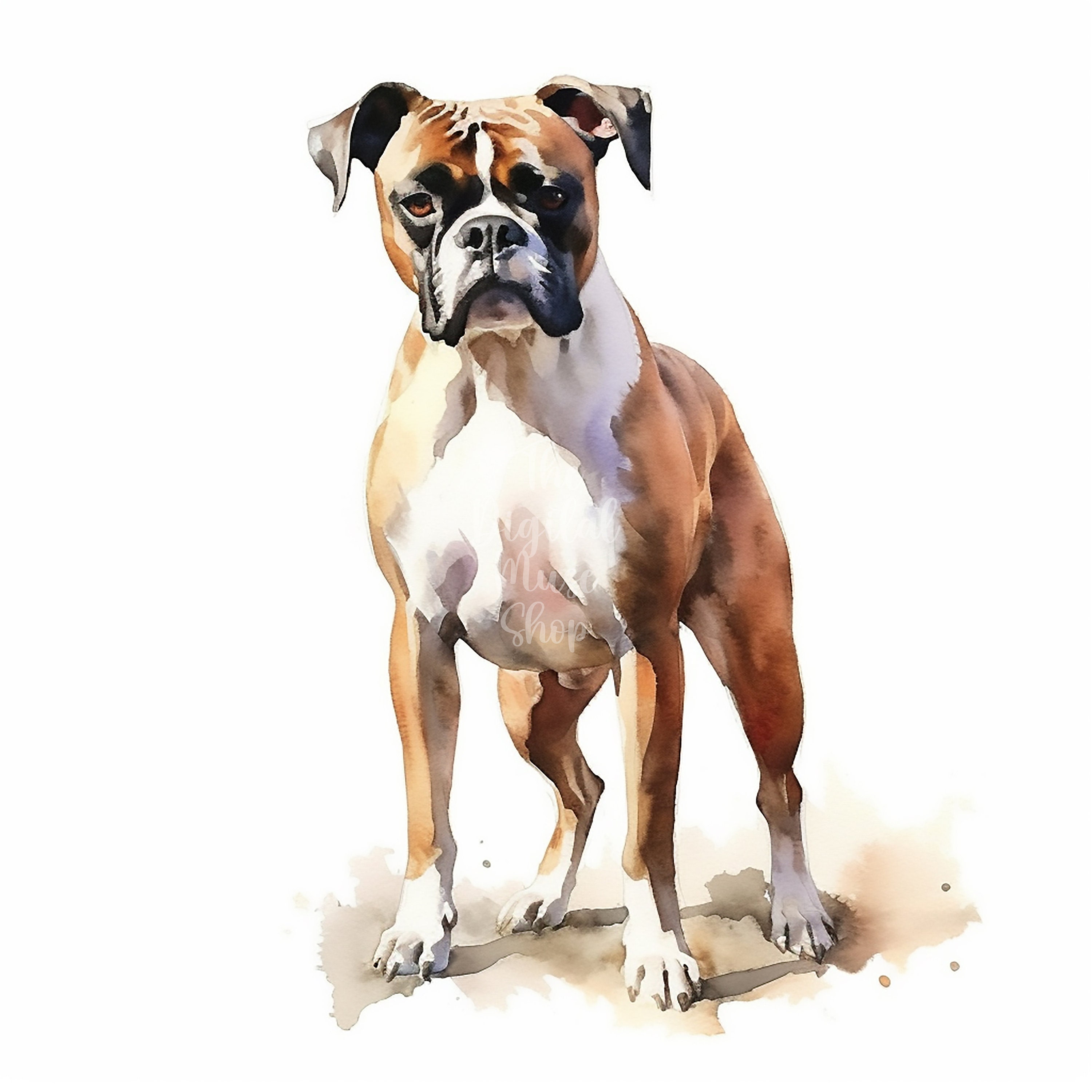 Boxer Clipart, 10 High Quality Jpgs, Watercolor Clipart, Clip Art ...