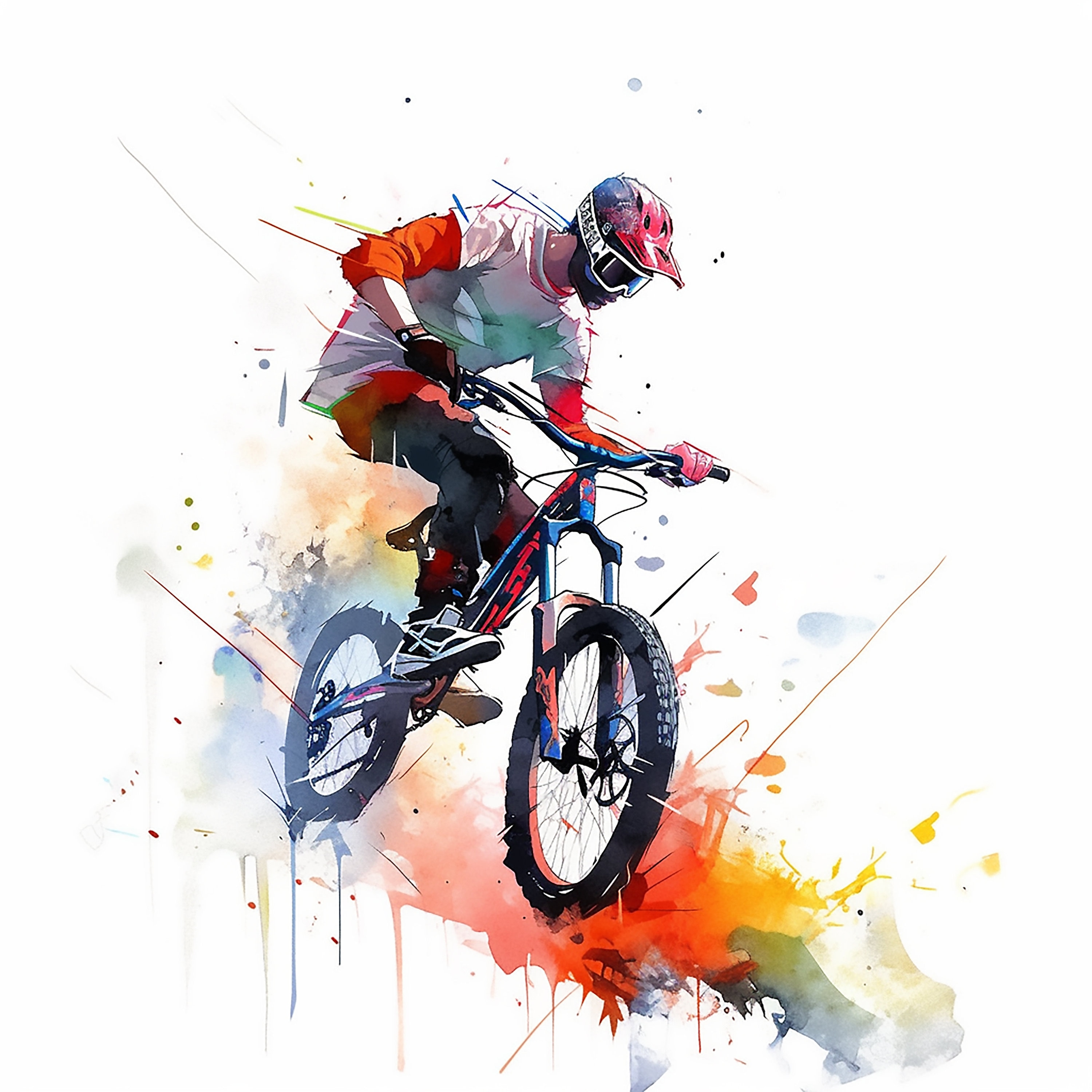 Bmx Rider Clipart, Watercolor Bmx Bike Clipart Sport Illustration Biker ...