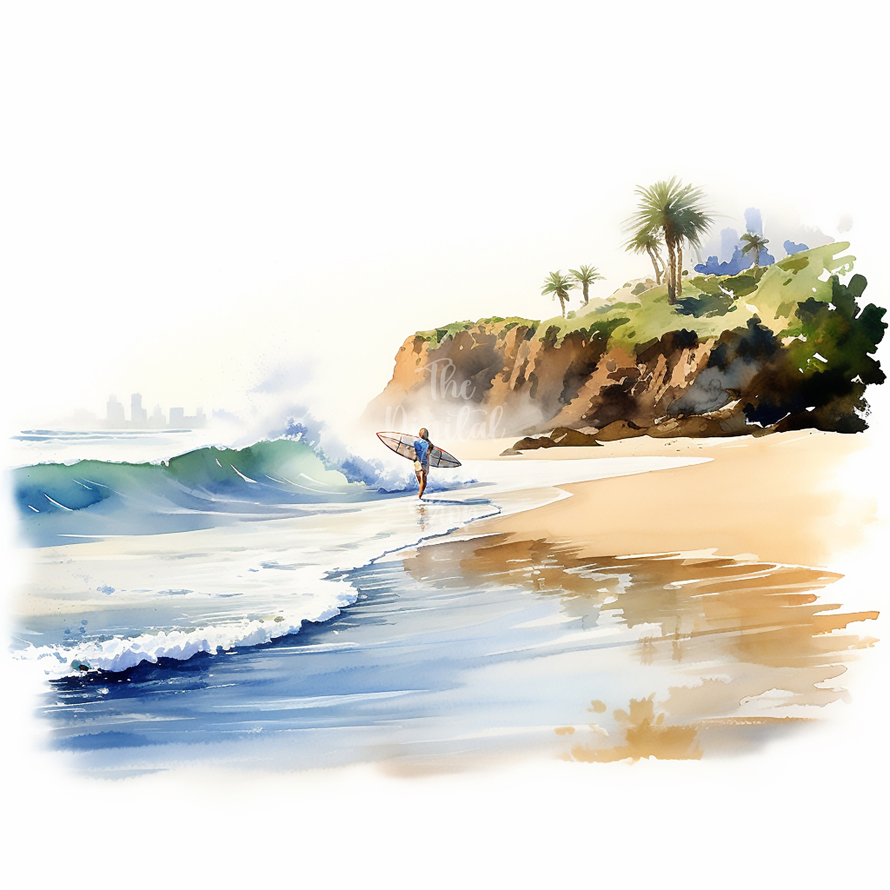 Surfer Clipart Watercolor Surfing Clip Art Bundle Beach Illustration ...