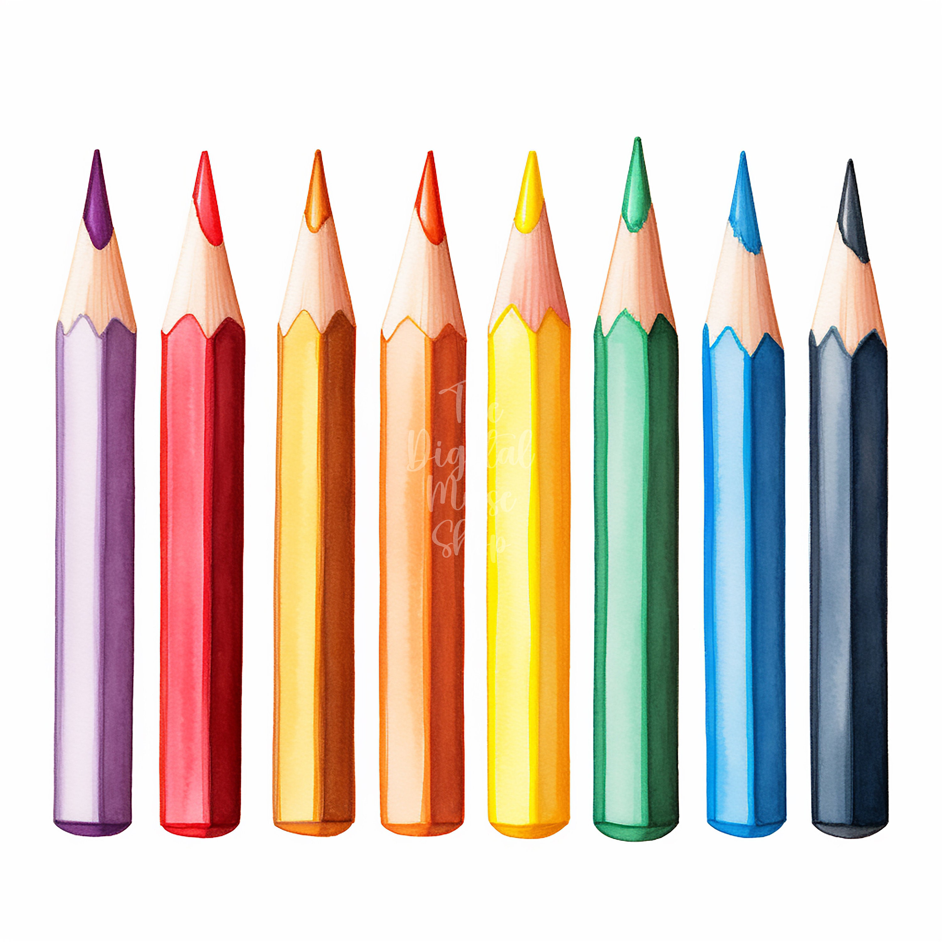 Colored Pencils Clipart, 11 High Quality Jpgs, Watercolor Pencils ...