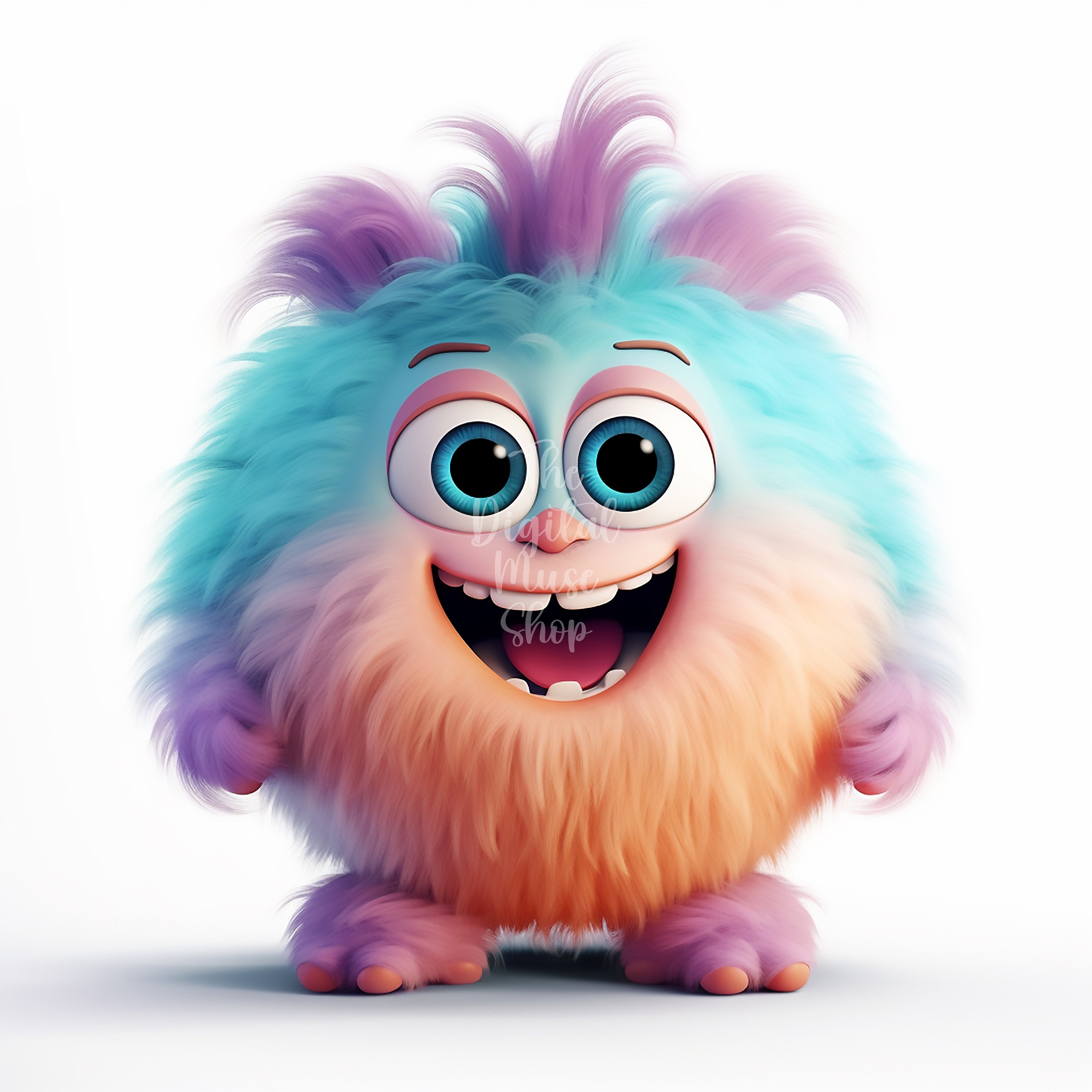 Cute Fluffy Monsters Clipart, Nursery Clipart Digital Paper Craft Card ...