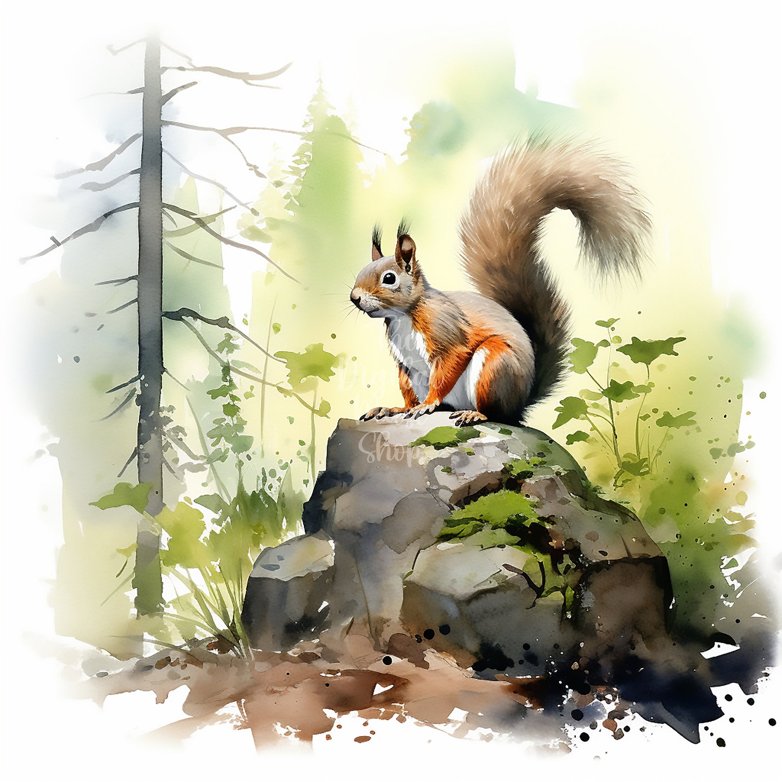 Squirrel Clipart Forest Clipart Card Making Mixed Media - Etsy