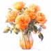 Vase of Orange Roses Clipart Watercolor Flowers Clipart Commercial Use ...