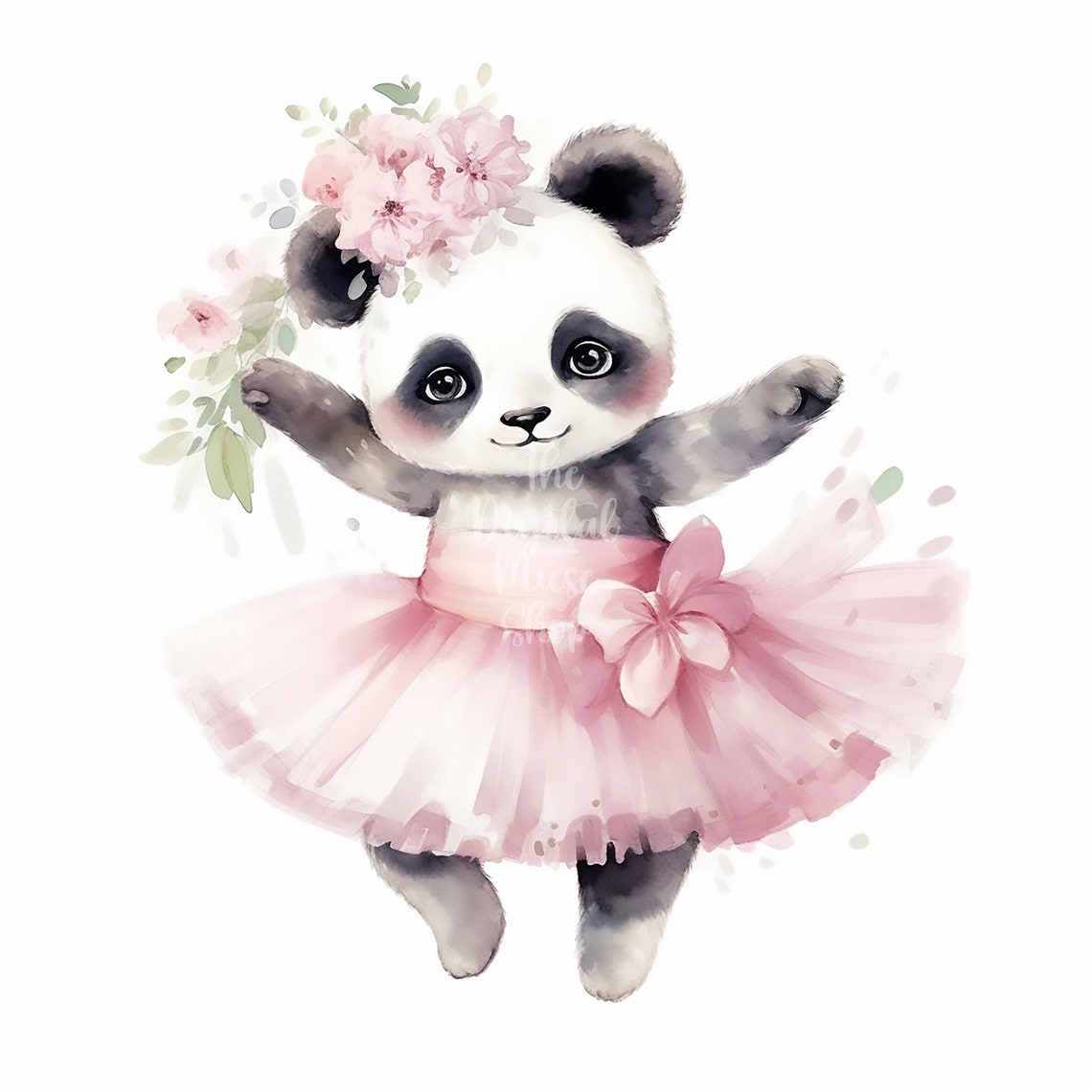 Nursery Ballerina Clipart Panda Illustration Nursery Art - Etsy