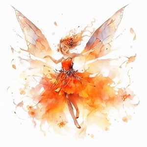 Fire Fairy Clipart Watercolor Digital Planner Journals Wall Art ...