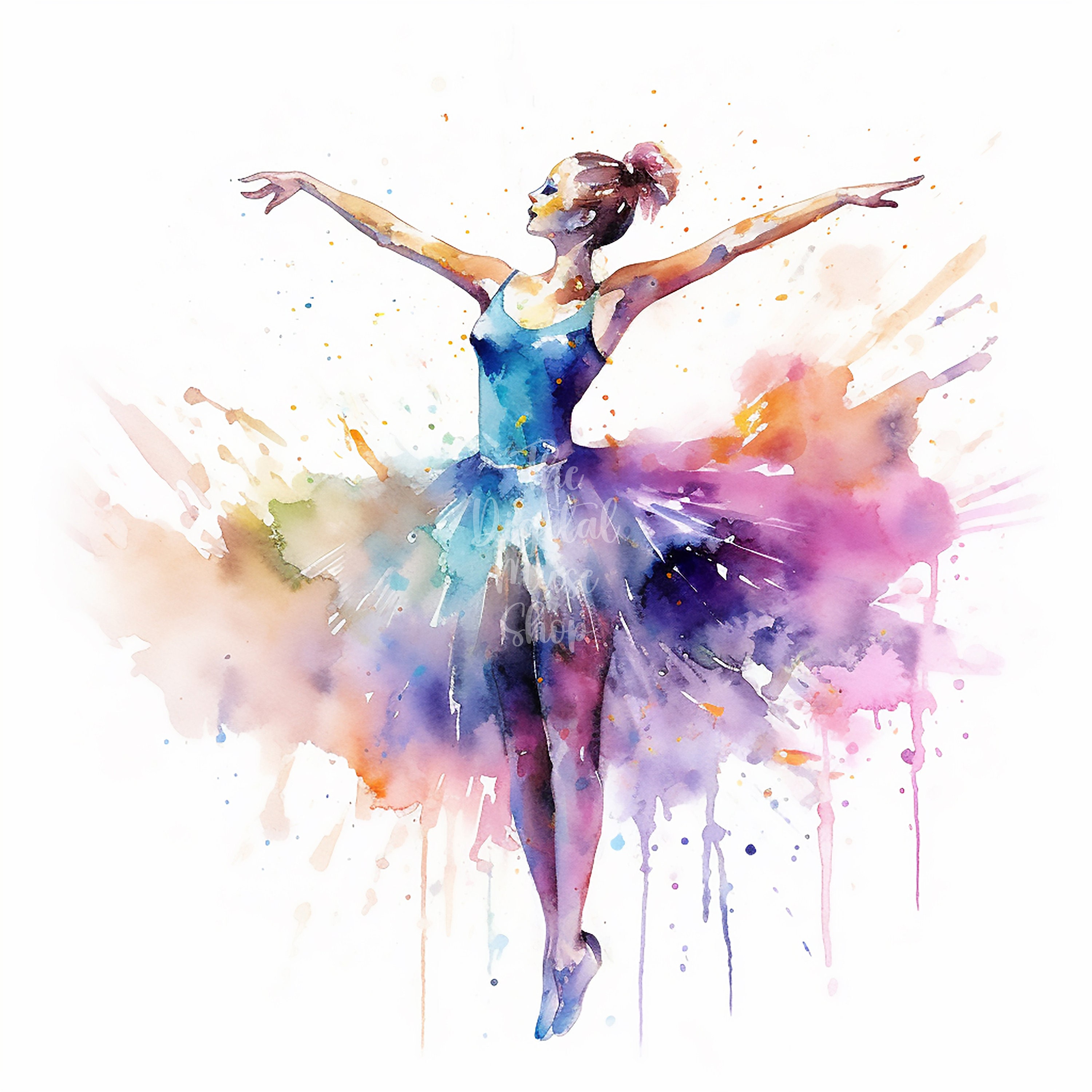 Watercolor Ballerina Clipart, 10 High Quality Jpgs, Watercolor Clipart ...