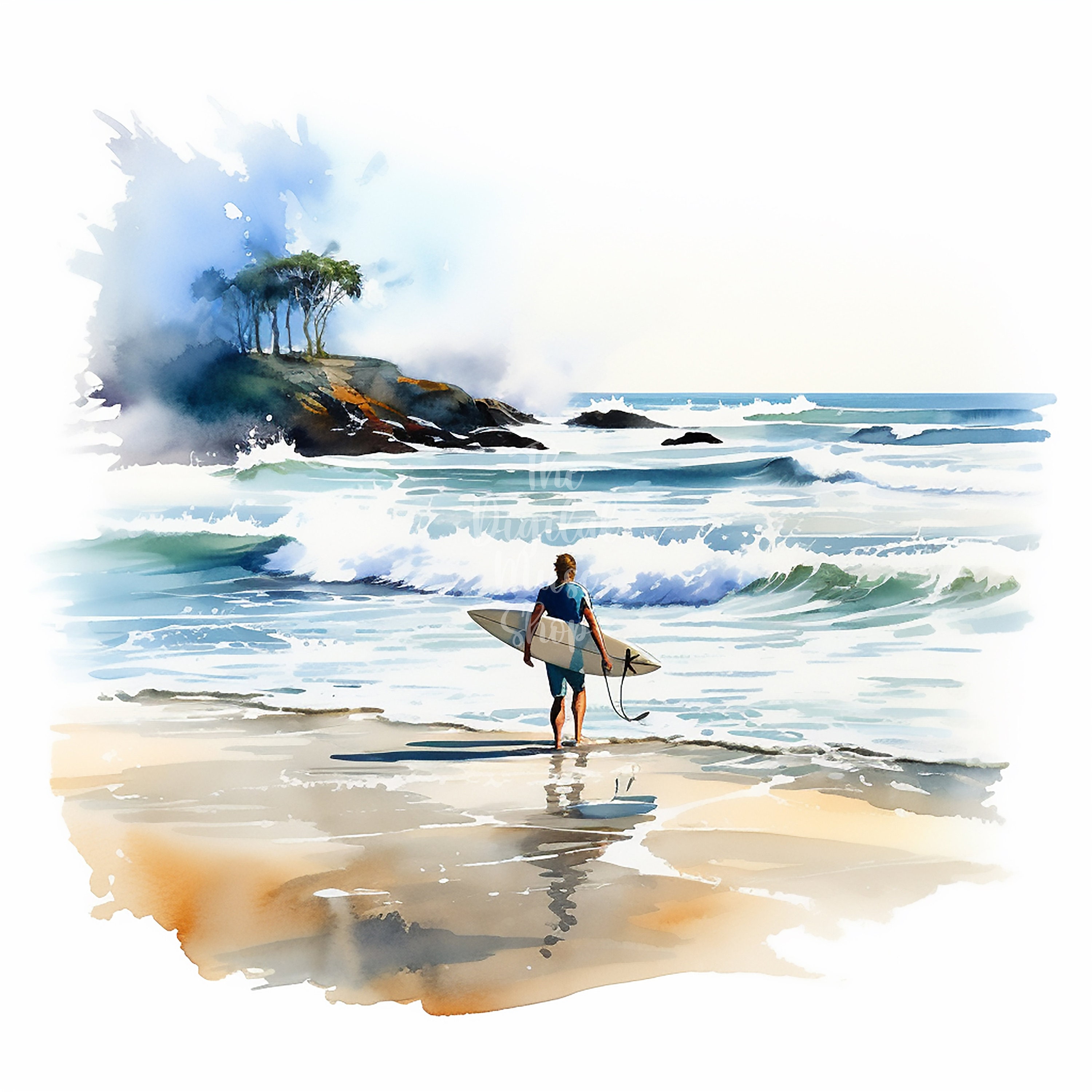 Surfer Clipart Watercolor Surfing Clip Art Bundle Beach Illustration ...