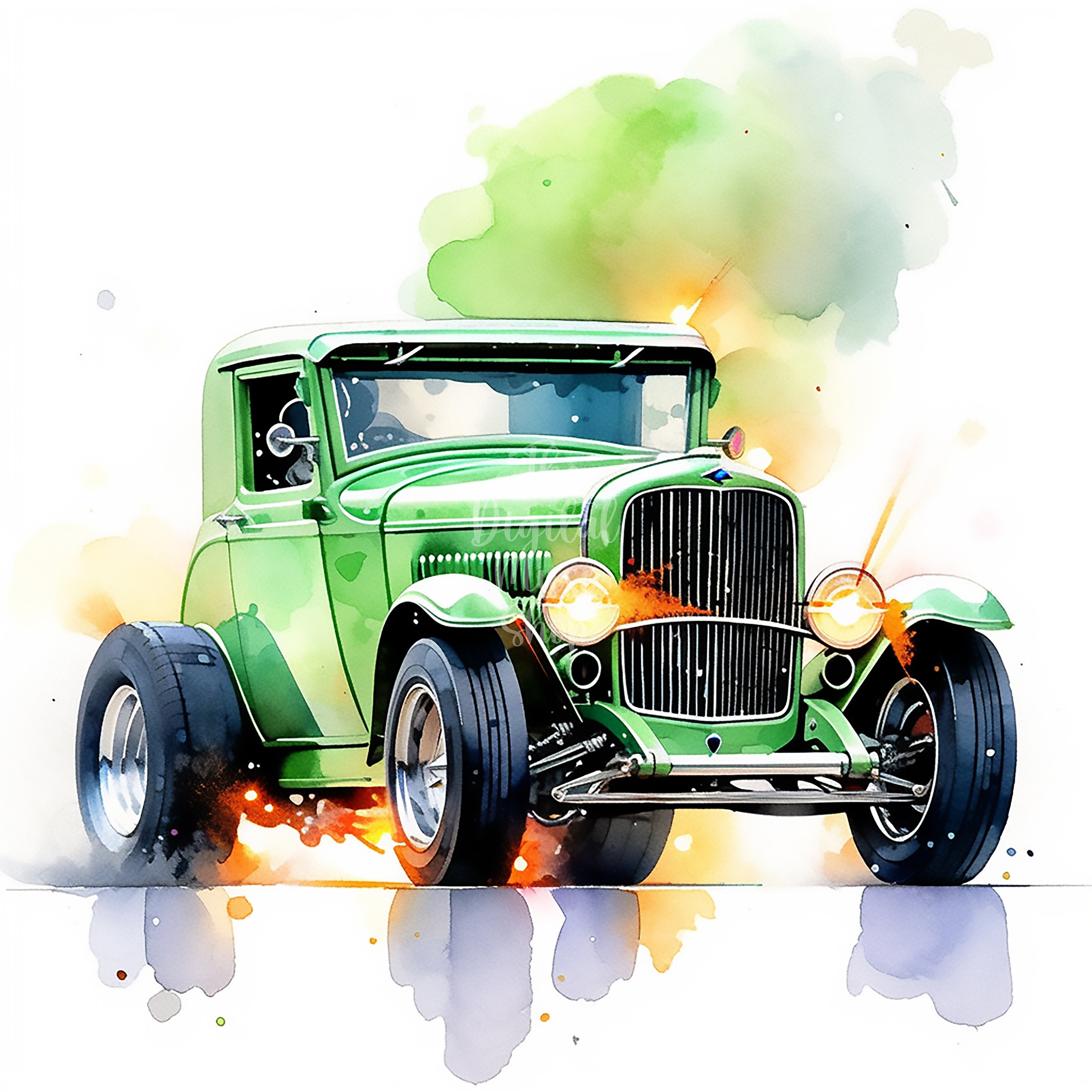 Hot Rods Clipart, 12 High Quality JPG, Commercial Use, Card Making ...
