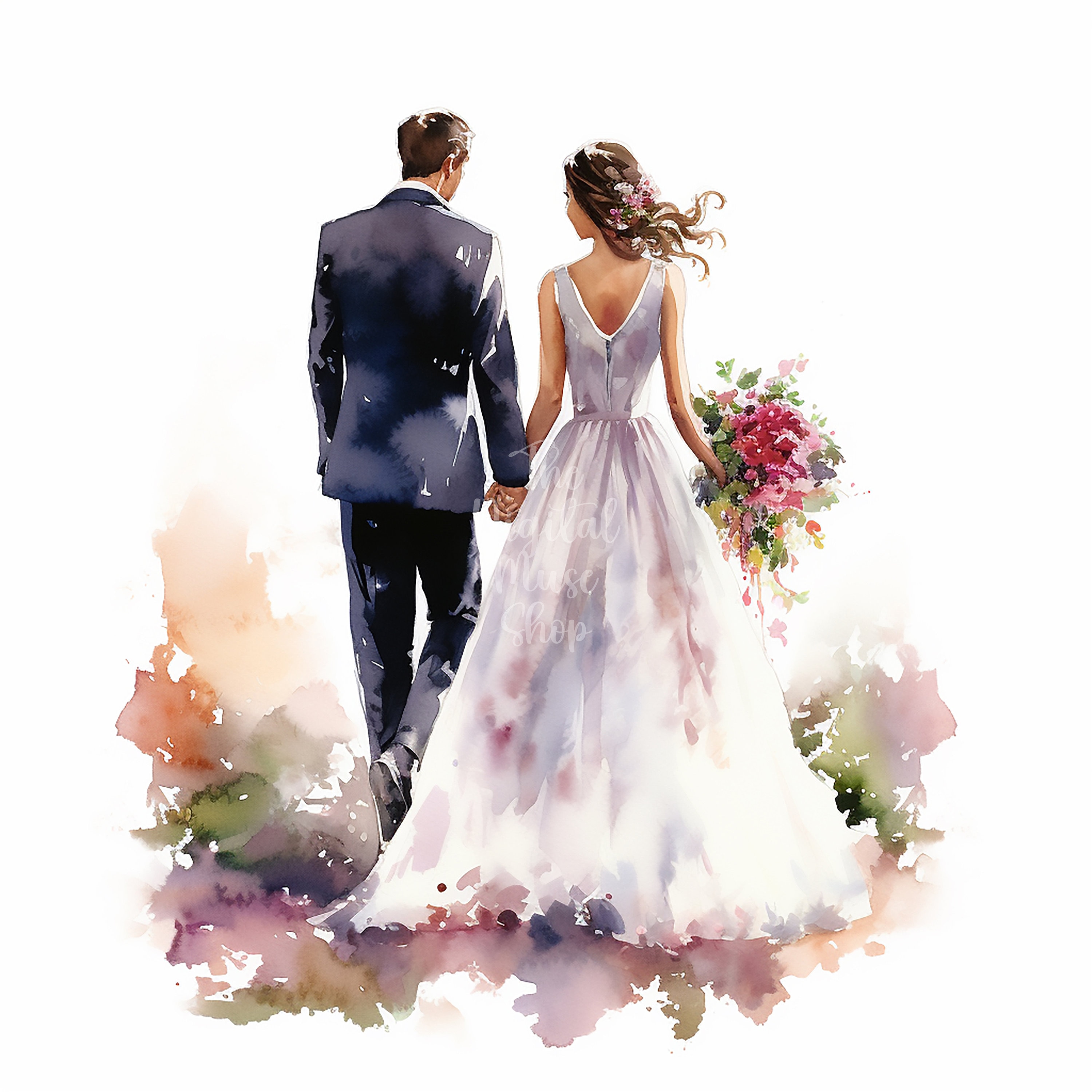 Bride and Groom Clipart, 12 High Quality Jpgs, Wedding Clipart ...