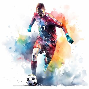 Soccer Clipart, Watercolor Soccer Player Clipart Sport Illustration ...