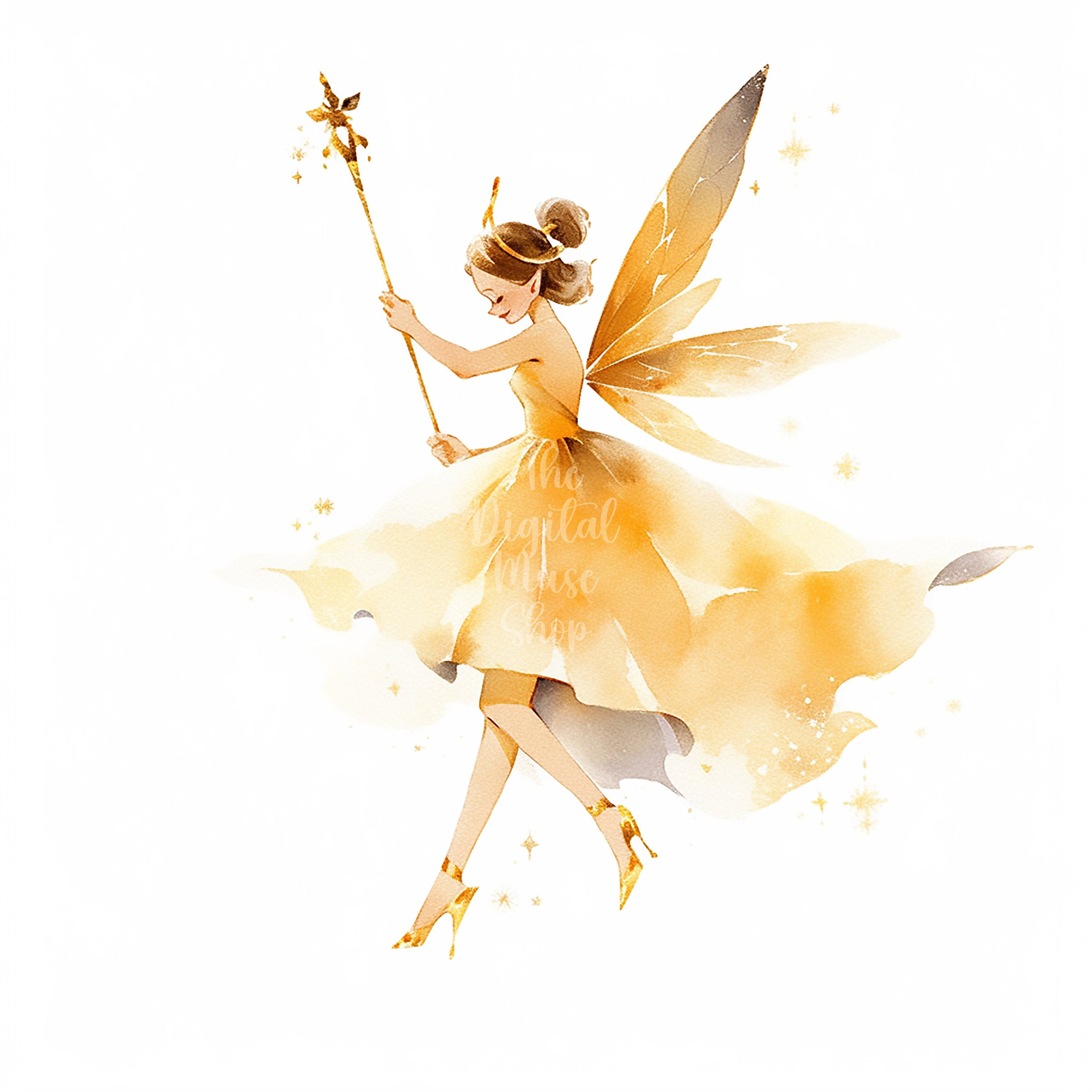 Golden Fairies Clipart Fairy Artwork Fairy Watercolor Clipart Digital ...