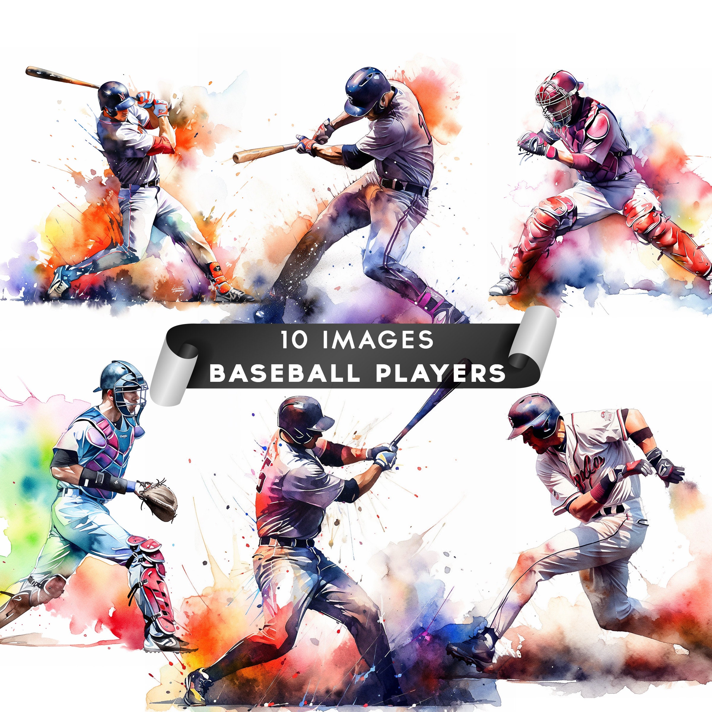 Baseball Clipart Watercolor Baseball Player Clipart Sport - Etsy
