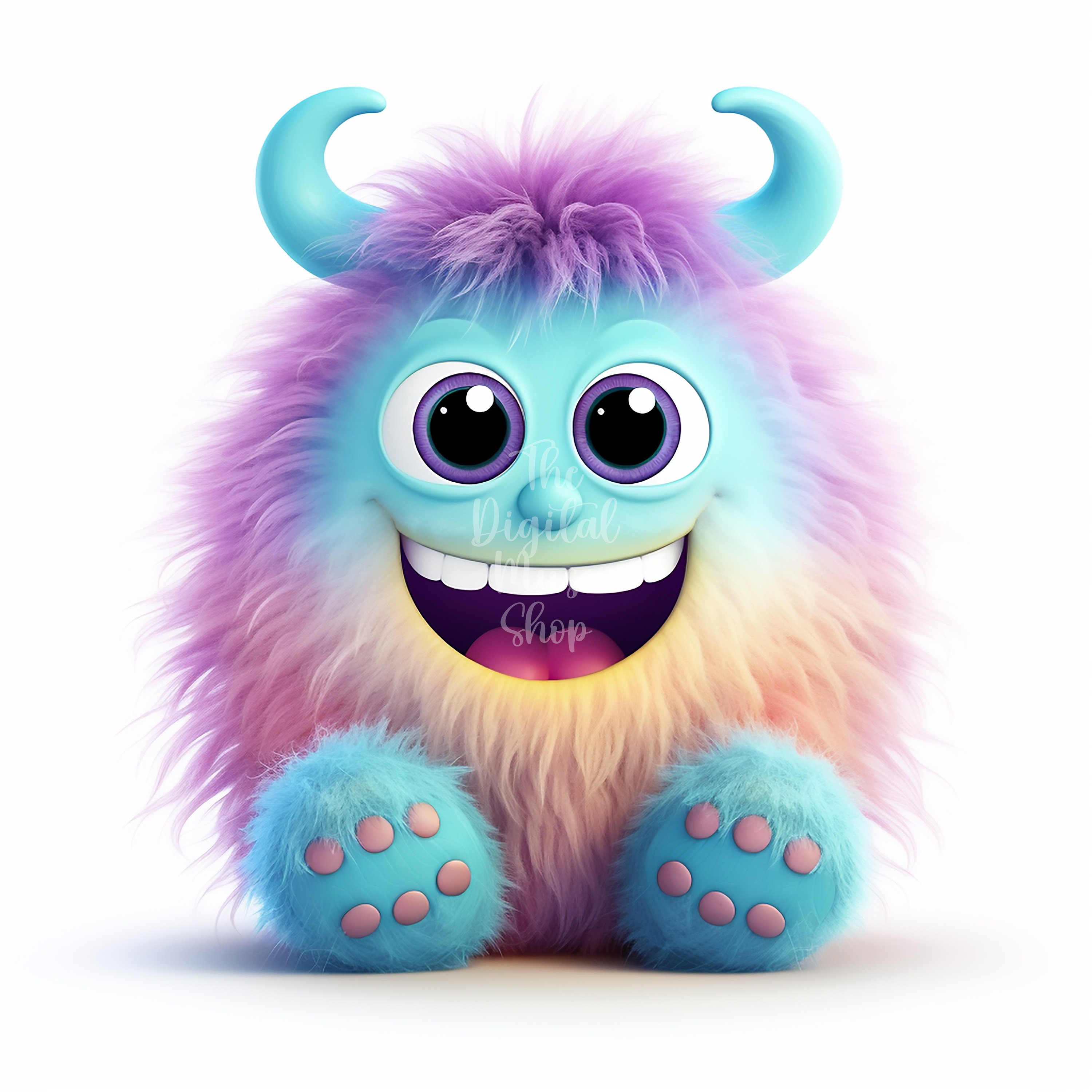 Cute Fluffy Monsters Clipart, Nursery Clipart Digital Paper Craft Card ...