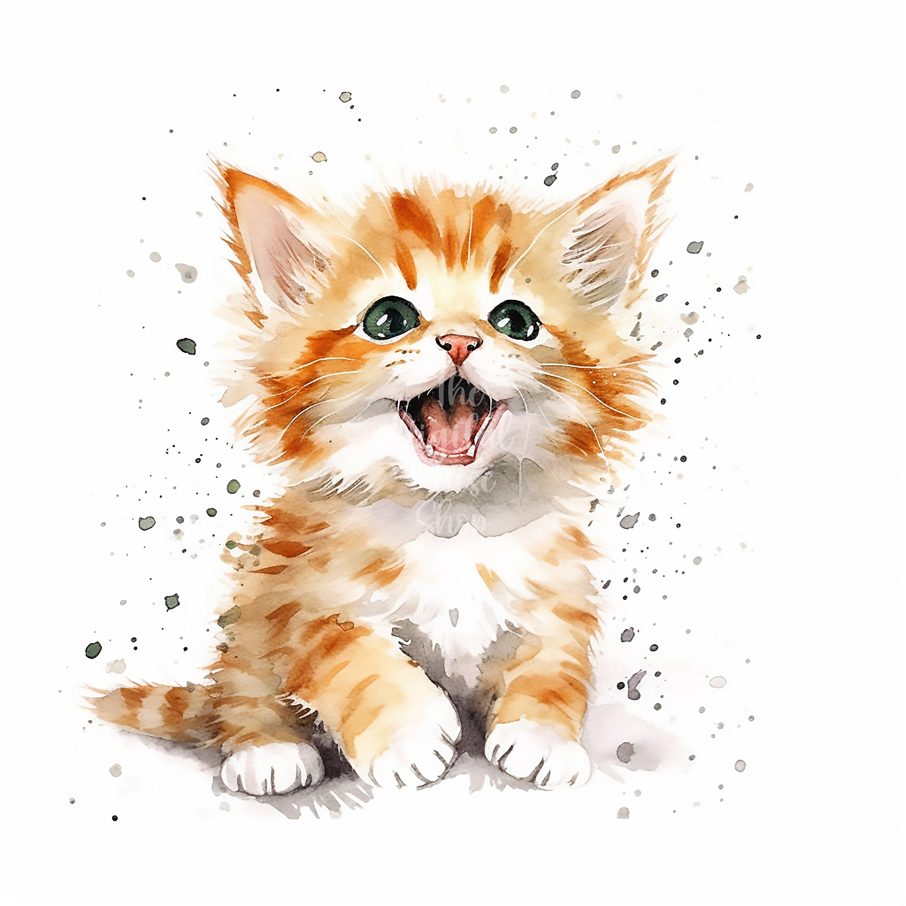 Happy Kittens Playing, 12 High Quality Jpgs, Watercolor Clipart ...