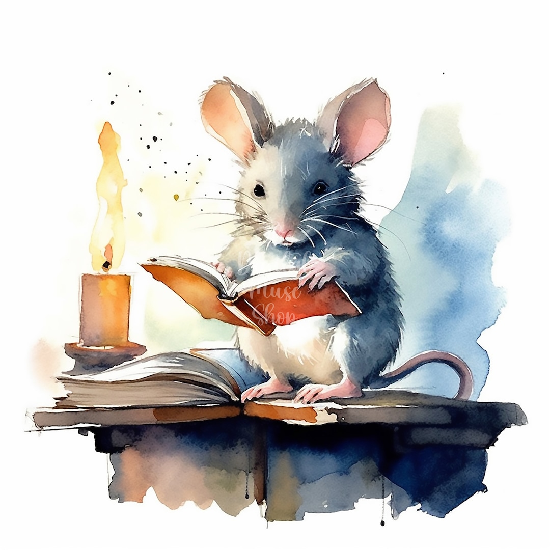 Mouse Reading Clipart - 15 High Quality Jpgs - Watercolor Clip Art ...
