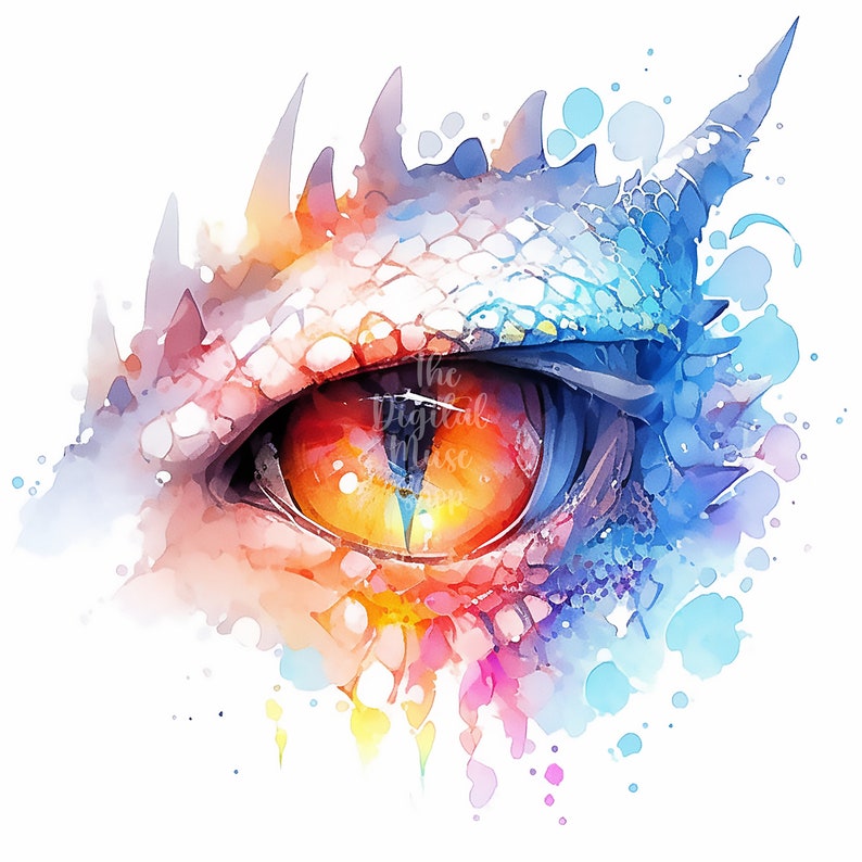 Dragon Eyes Clipart, 12 High Quality Jpgs Watercolor Clipart Digital ...