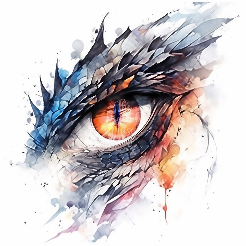 Dragon Eyes Clipart, 12 High Quality Jpgs Watercolor Clipart Digital ...