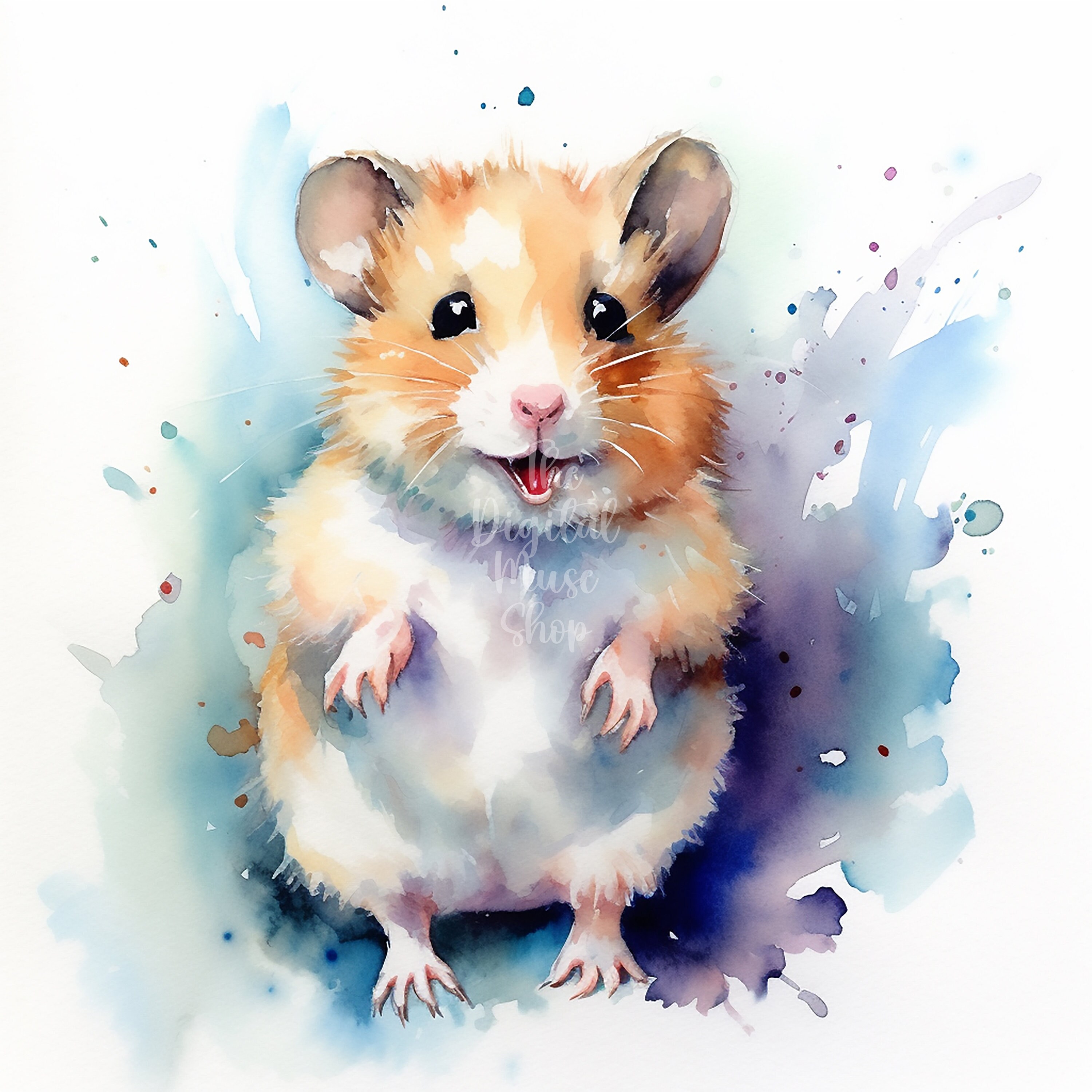 Happy Hamsters Clipart , 12 High Quality Jpgs, Watercolor Clipart ...