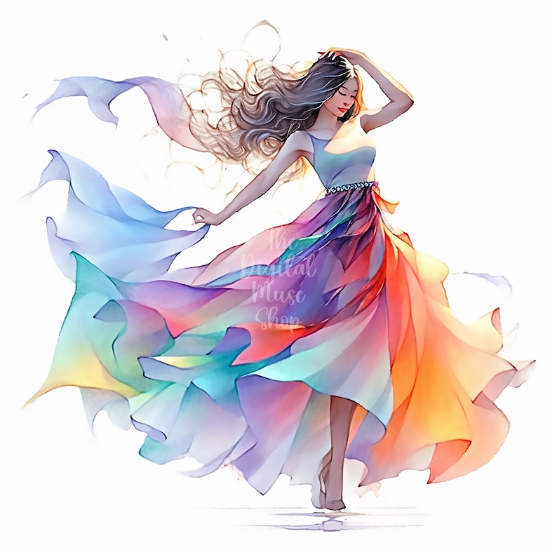 Watercolor Beautiful Women Clipart Bundle Dress Clipart Girl - Etsy