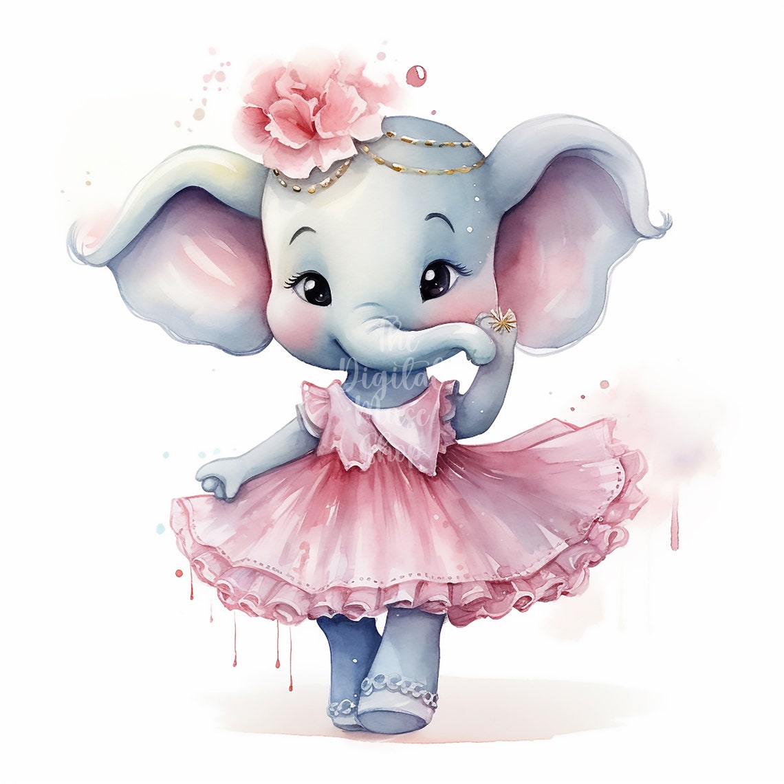Ballerina Clipart Elephant Watercolor Clipart Baby Elephant Clipart ...