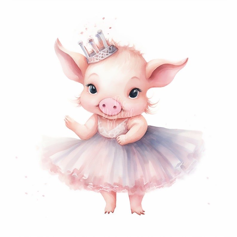 Ballerina Clipart Piglet Nursery Print Clip Art Pig Clipart - Etsy