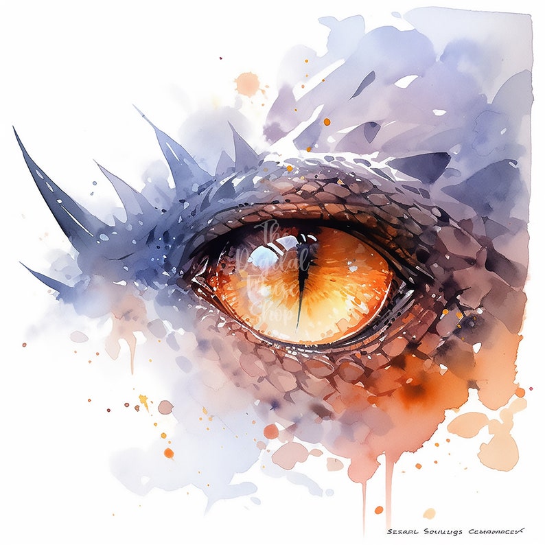 Dragon Eyes Clipart, 12 High Quality Jpgs Watercolor Clipart Digital ...