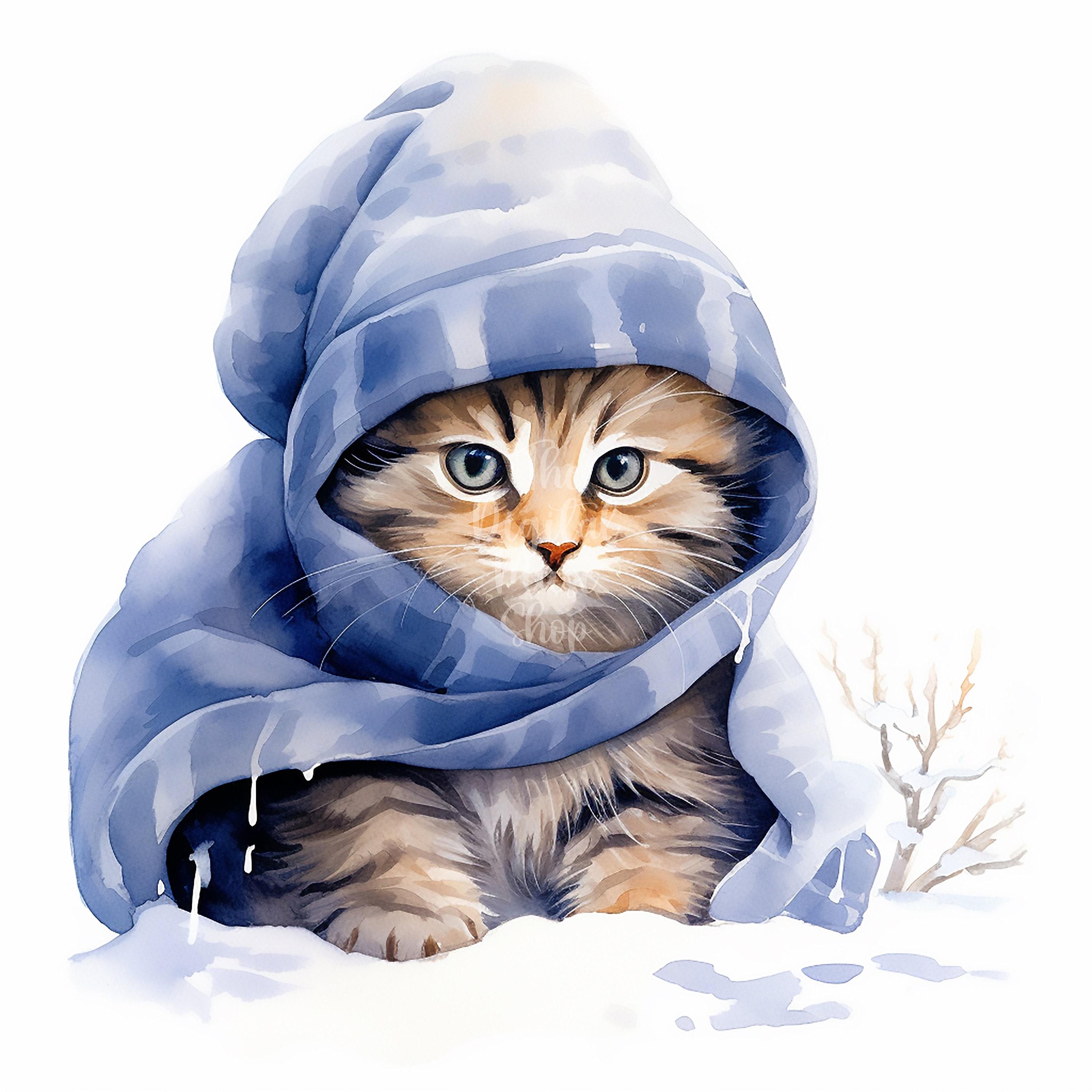 Winter Kitten Clipart Snow Clipart Winter Clipart Winter Clip - Etsy