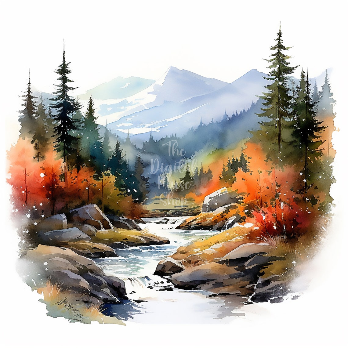 Watercolor Fall Forest Clipart Autumn Watercolor Clipart Tree - Etsy