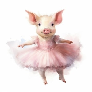 Ballerina Clipart Piglet Nursery Print Clip Art Pig Clipart Watercolor ...