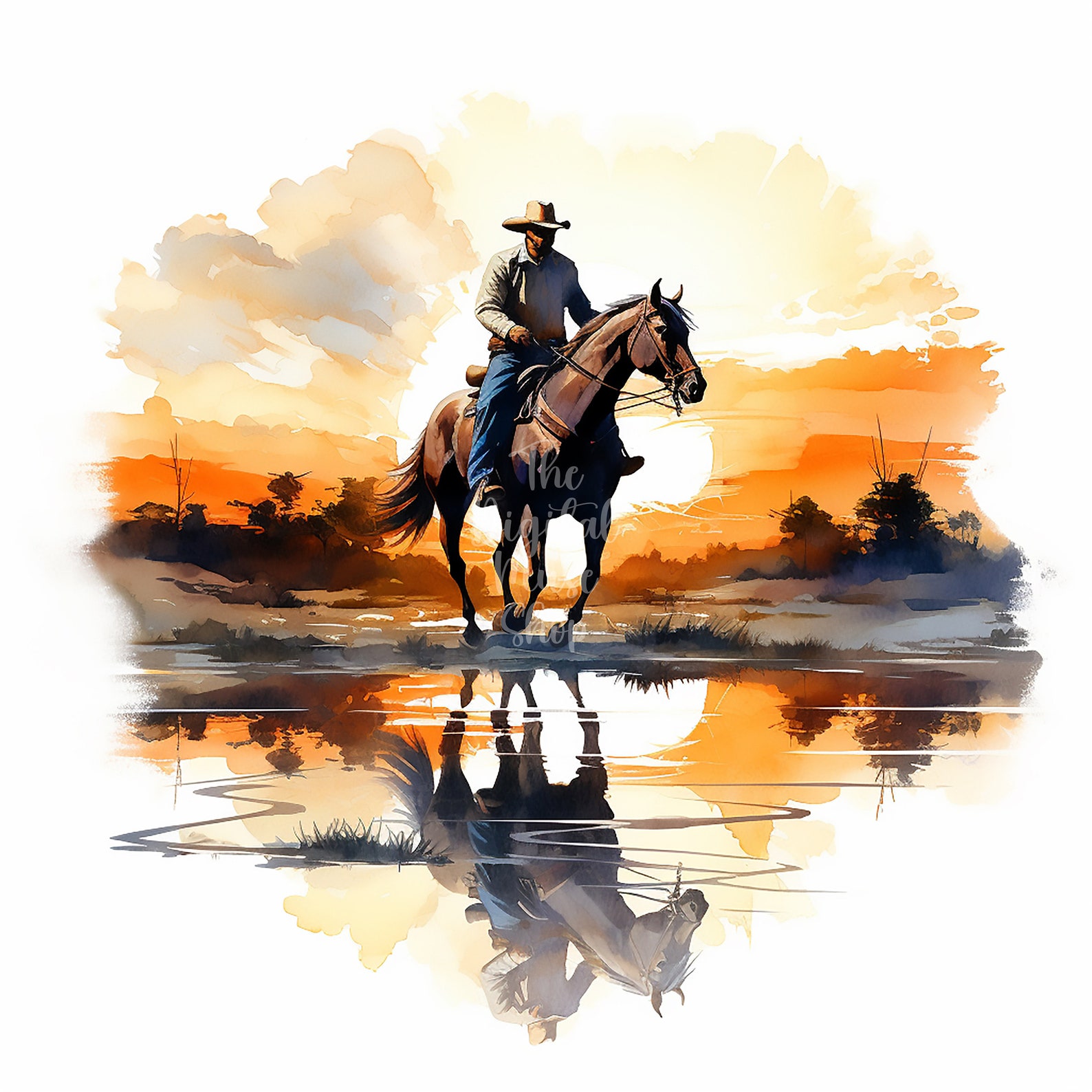 Cowboy Riding Horse Clipart Watercolor Cowboy Clipart Pack Horse Clip ...