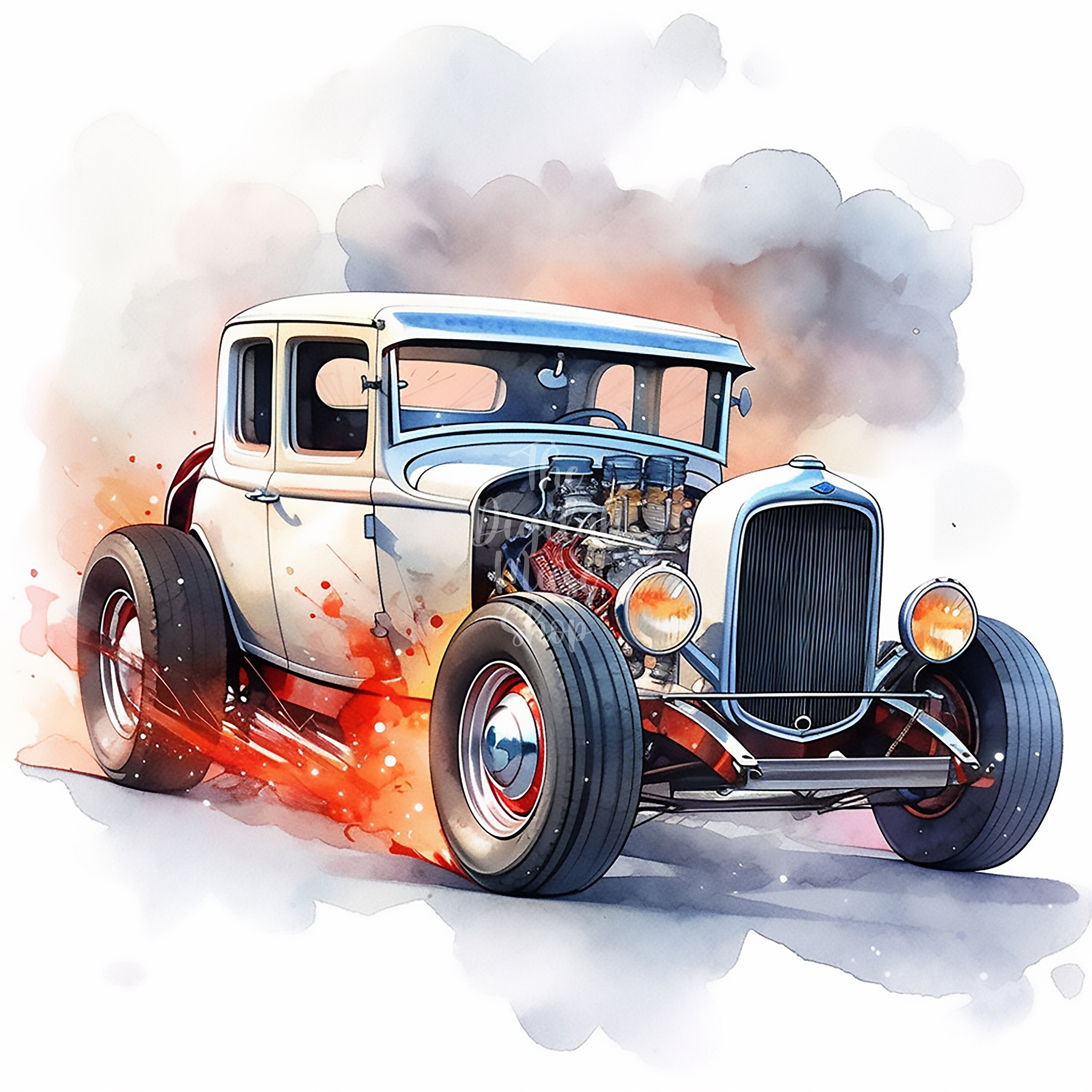Hot Rods Clipart, 12 High Quality JPG, Commercial Use, Card Making ...
