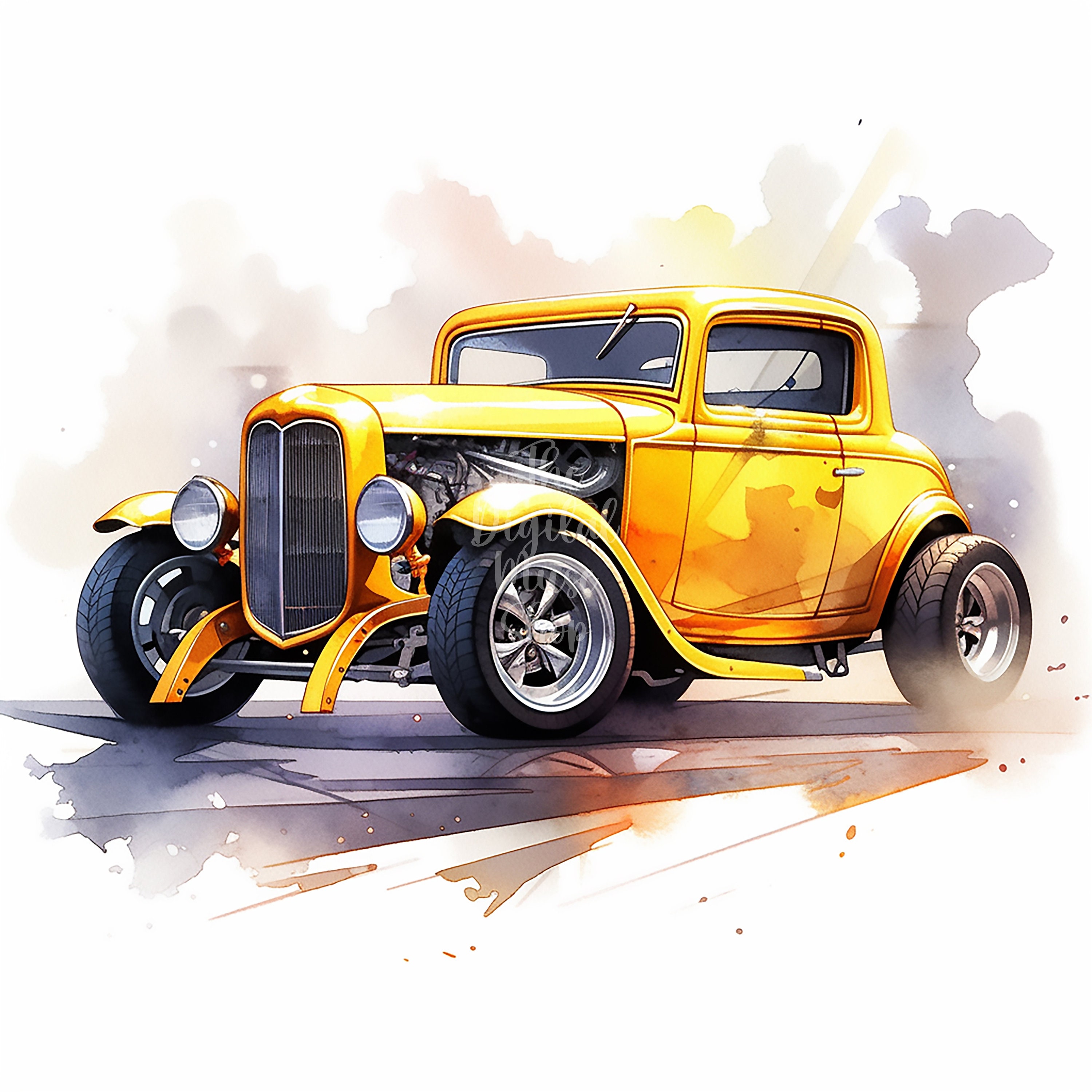Hot Rods Clipart, 12 High Quality JPG, Commercial Use, Card Making ...