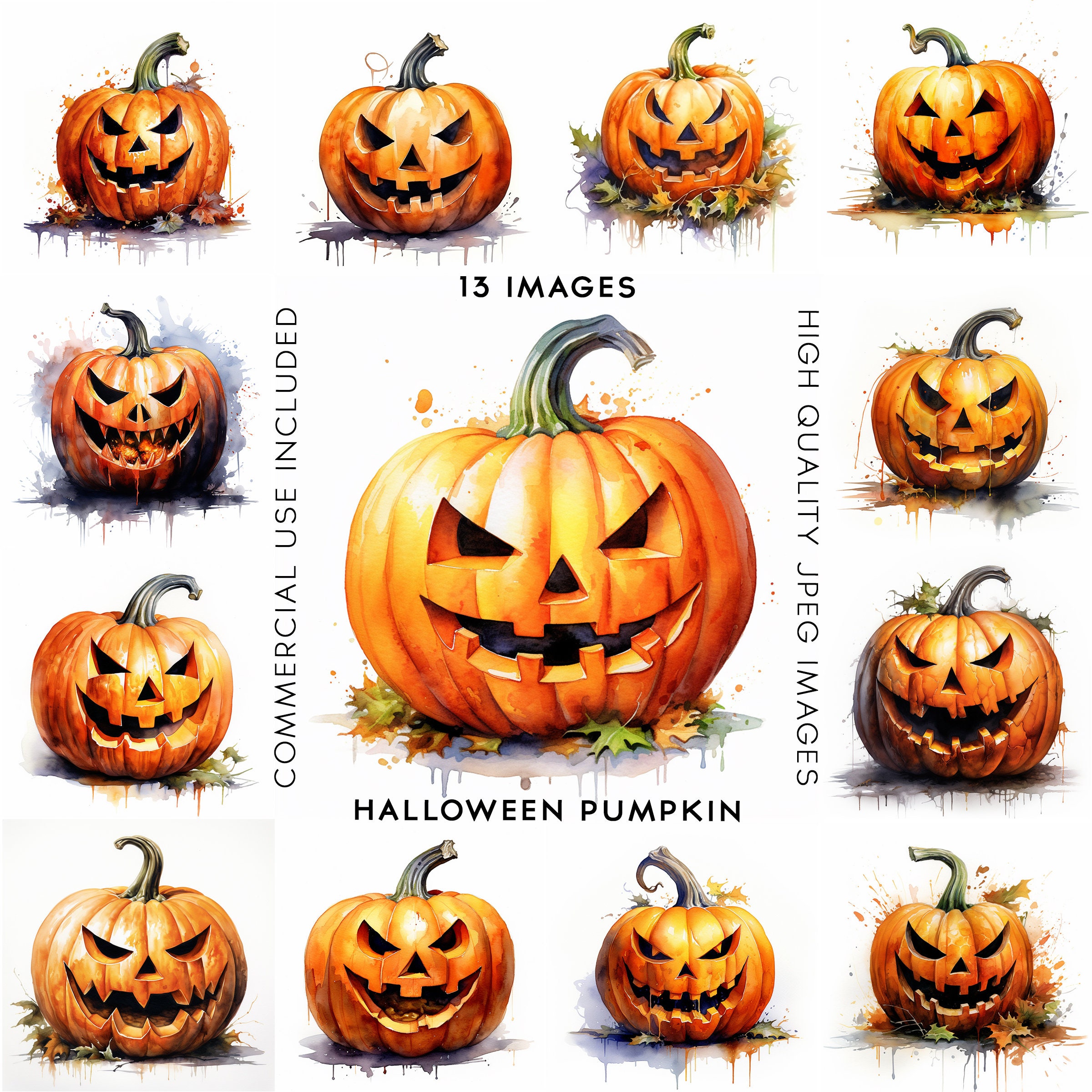 Pumpkin Clipart for Halloween Clipart Pumpkins Halloween - Etsy