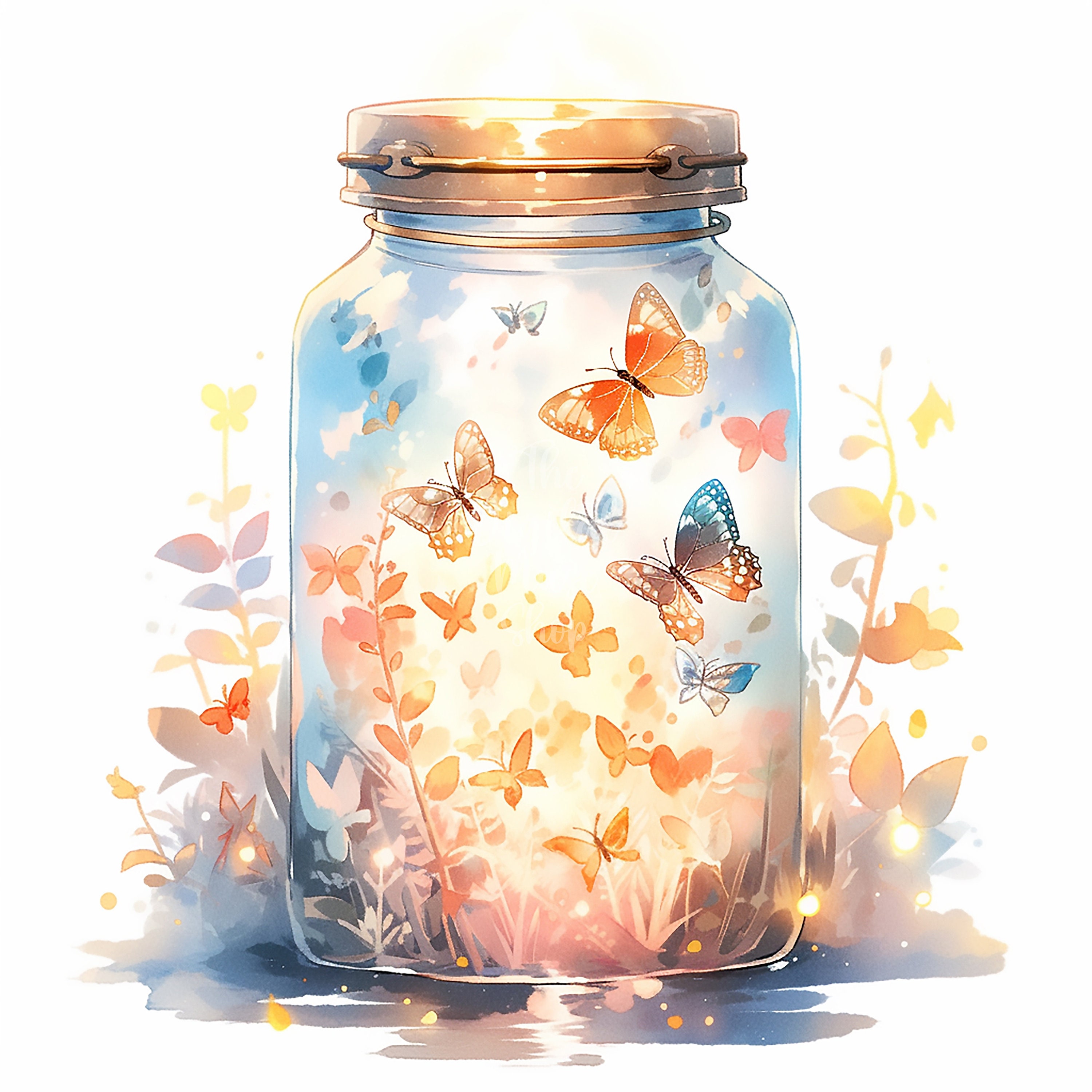 Firefly Jars Watercolor Clipart Commercial Use Clipart 12 - Etsy