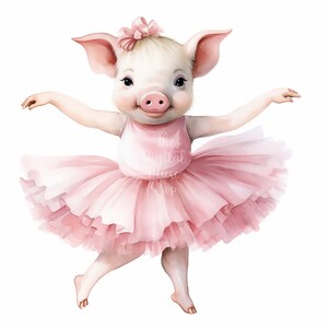 Ballerina Clipart Piglet Nursery Print Clip Art Pig Clipart Watercolor ...
