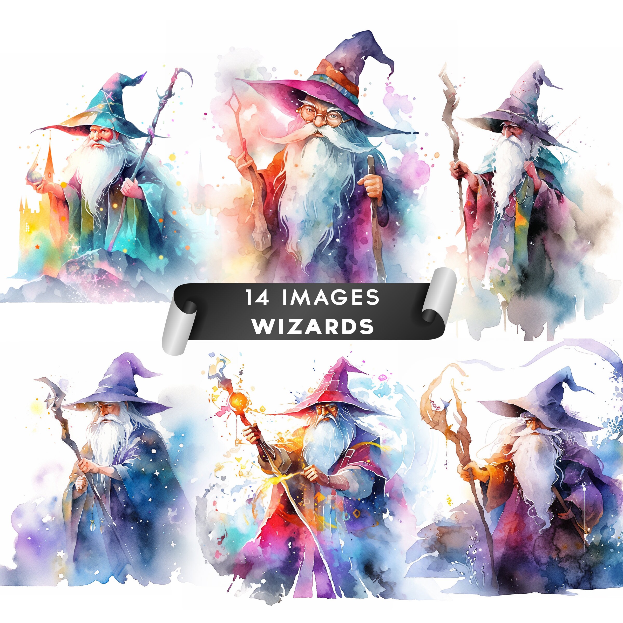 Wizards Clipart Wizard Clipart Fantasy Character Digital - Etsy