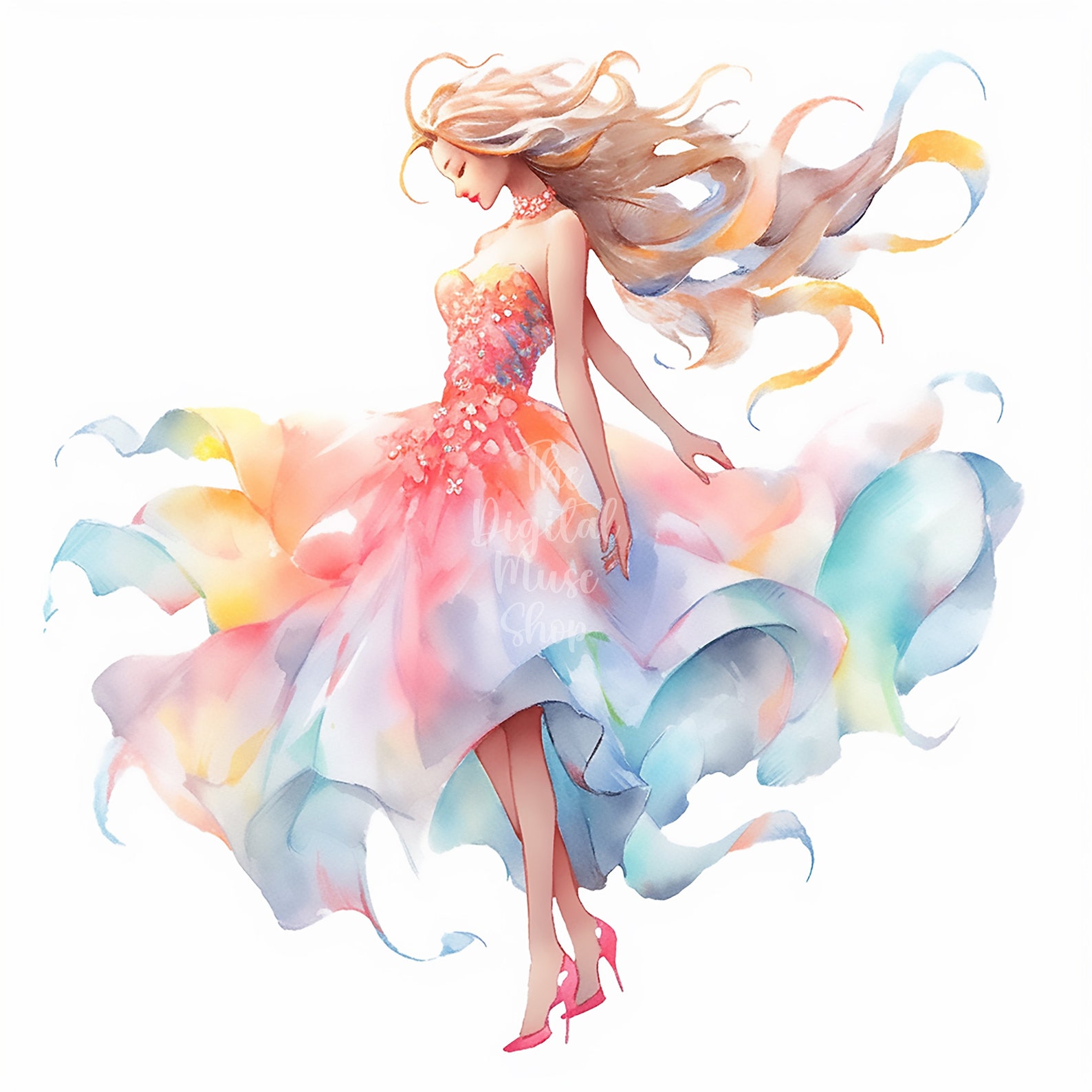 Watercolor Beautiful Women Clipart Bundle Dress Clipart Girl Digital ...