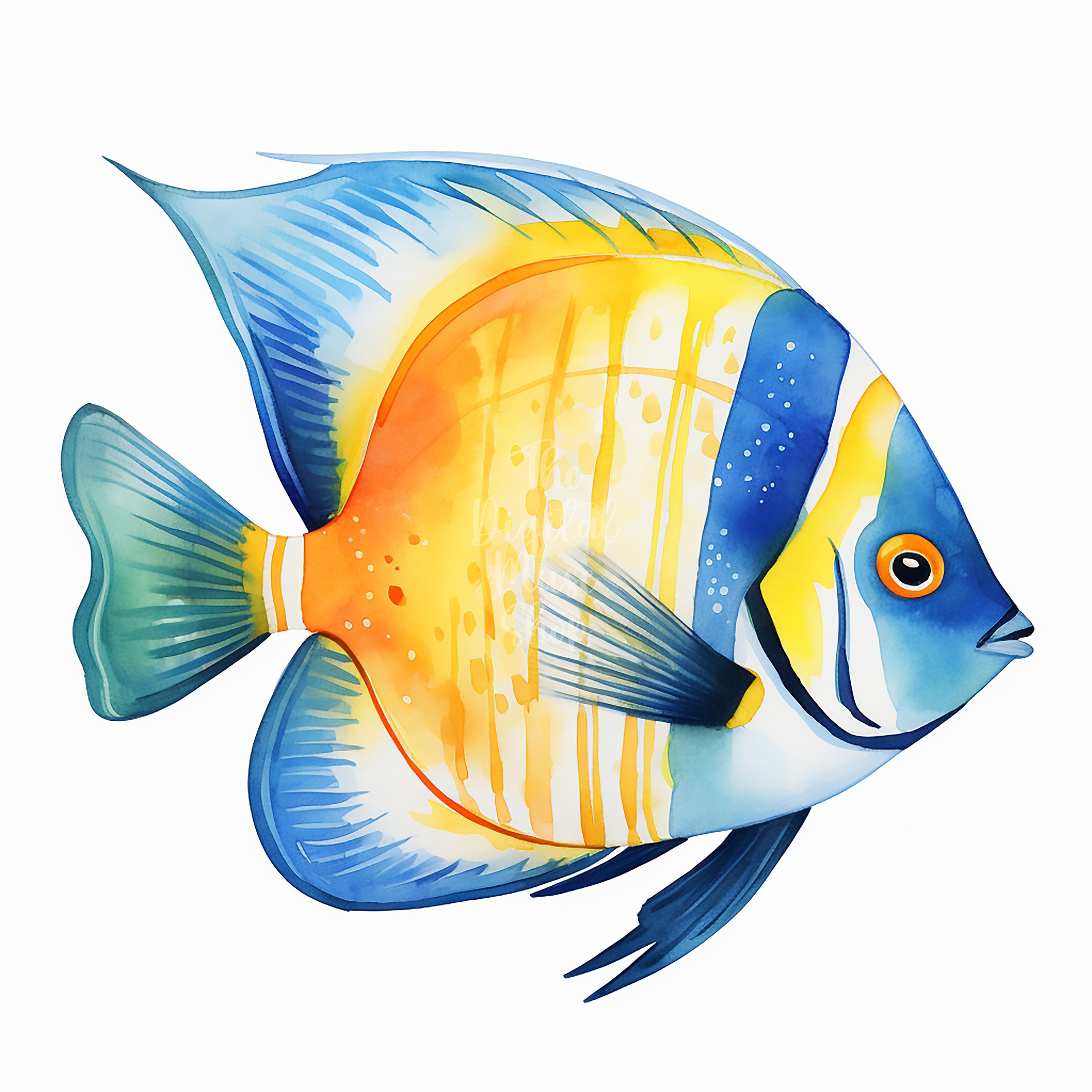 Colorful Exotic Fish Clipart Commercial Use Mixed Media,fishing Clipart ...