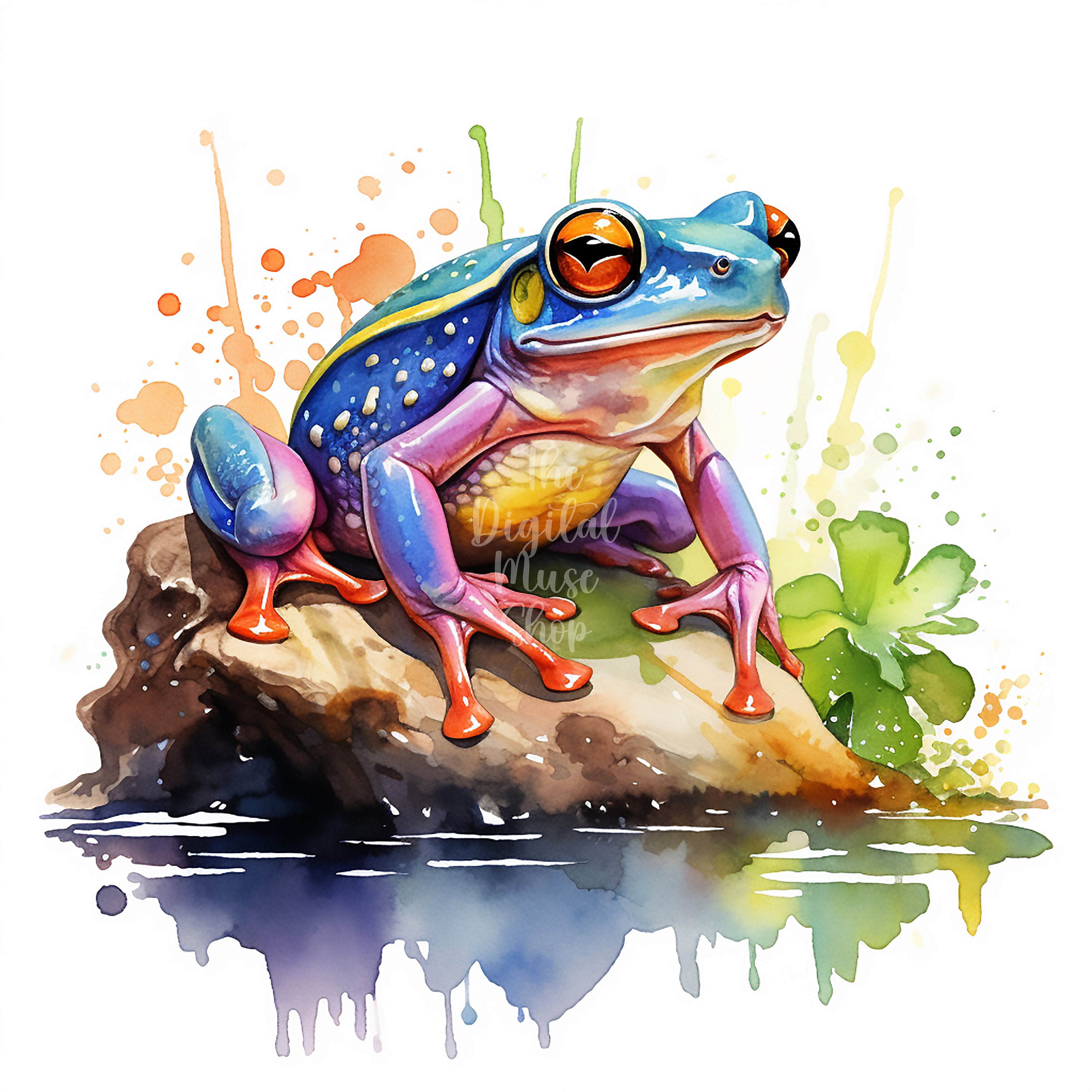 Colorful Frog Clipart, 12 High Quality JPG, Commercial Use, Card Making ...