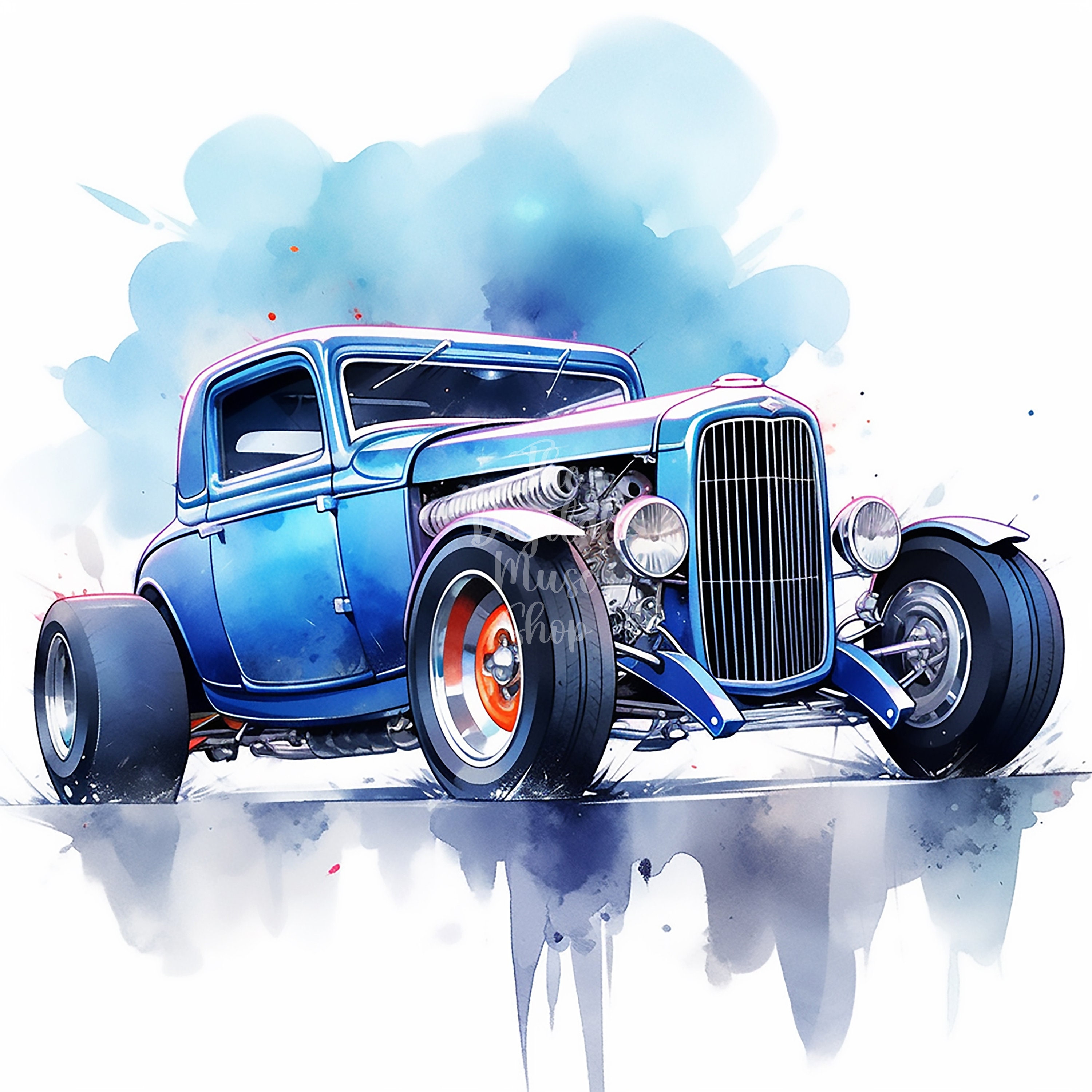 Hot Rods Clipart, 12 High Quality JPG, Commercial Use, Card Making ...